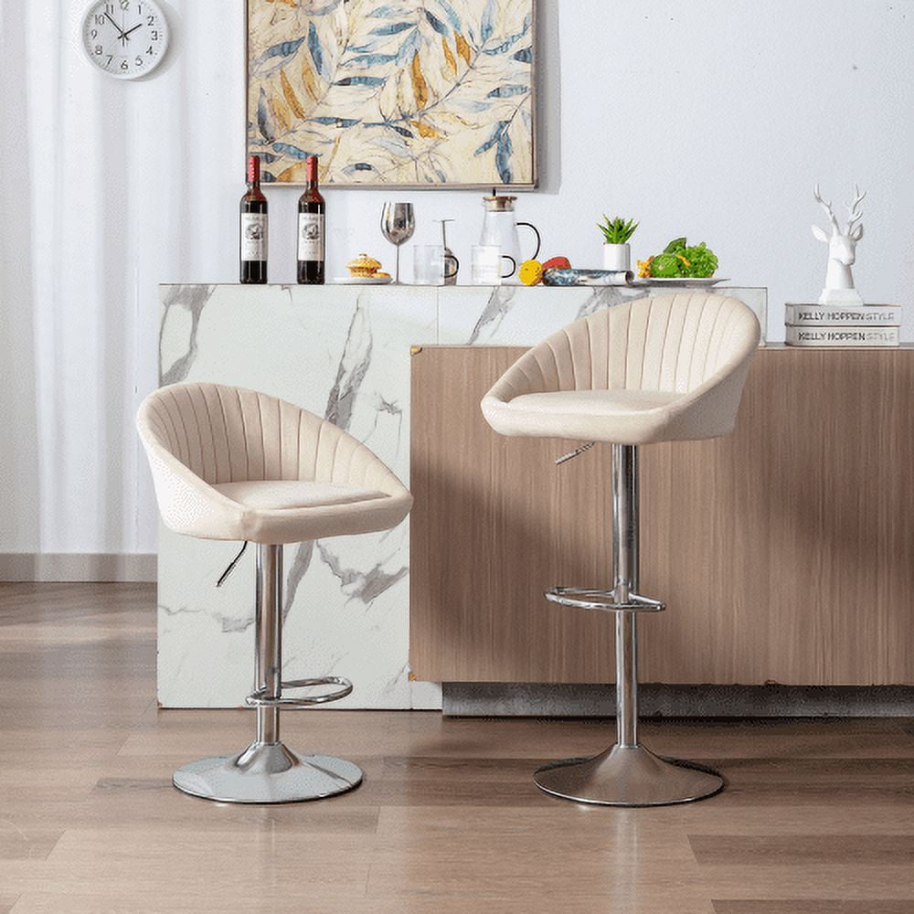 Modern Velvet Swivel Bar Stools Set of 2, Adjustable Height Dining ...