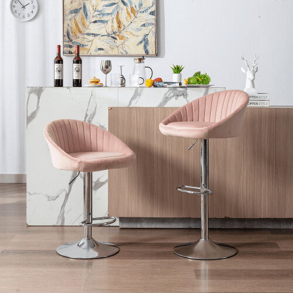 Modern Velvet Swivel Bar Stools Set of 2, Adjustable Height Dining ...