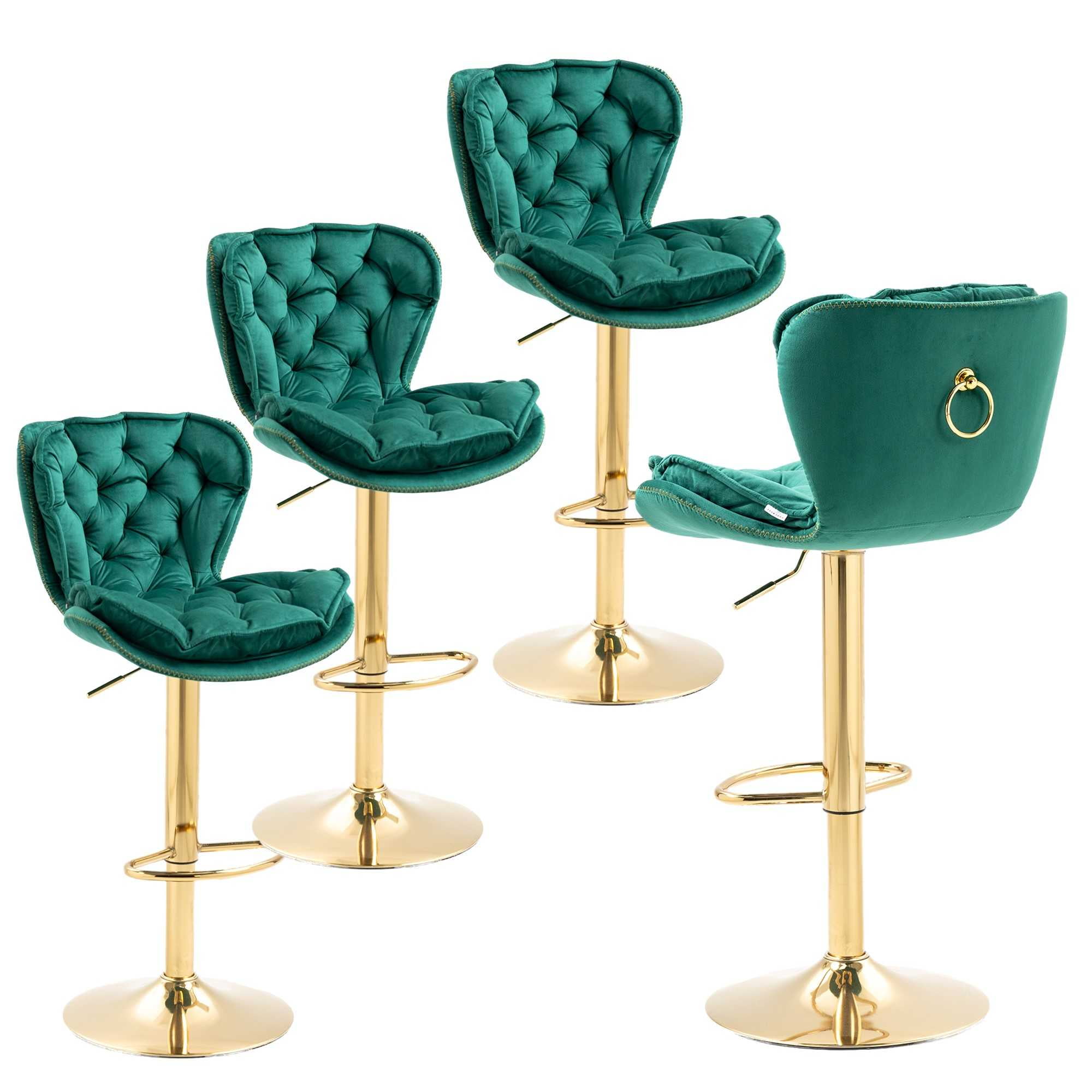 Modern Velvet Tufted Kitchen Stool with Golden Base, Swivel Bar Stools ...