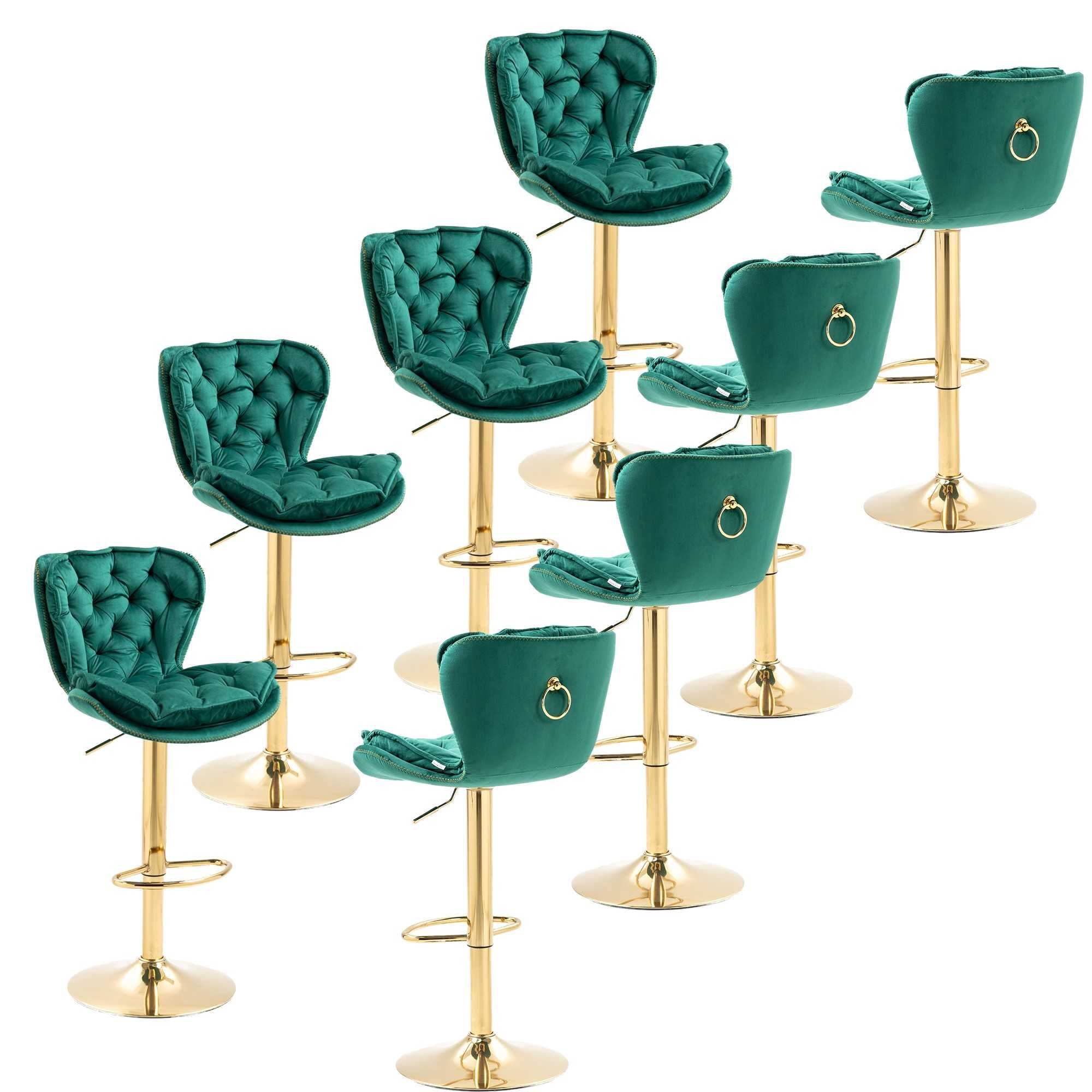 Modern Velvet Tufted Kitchen Stool with Golden Base, Swivel Bar Stools ...