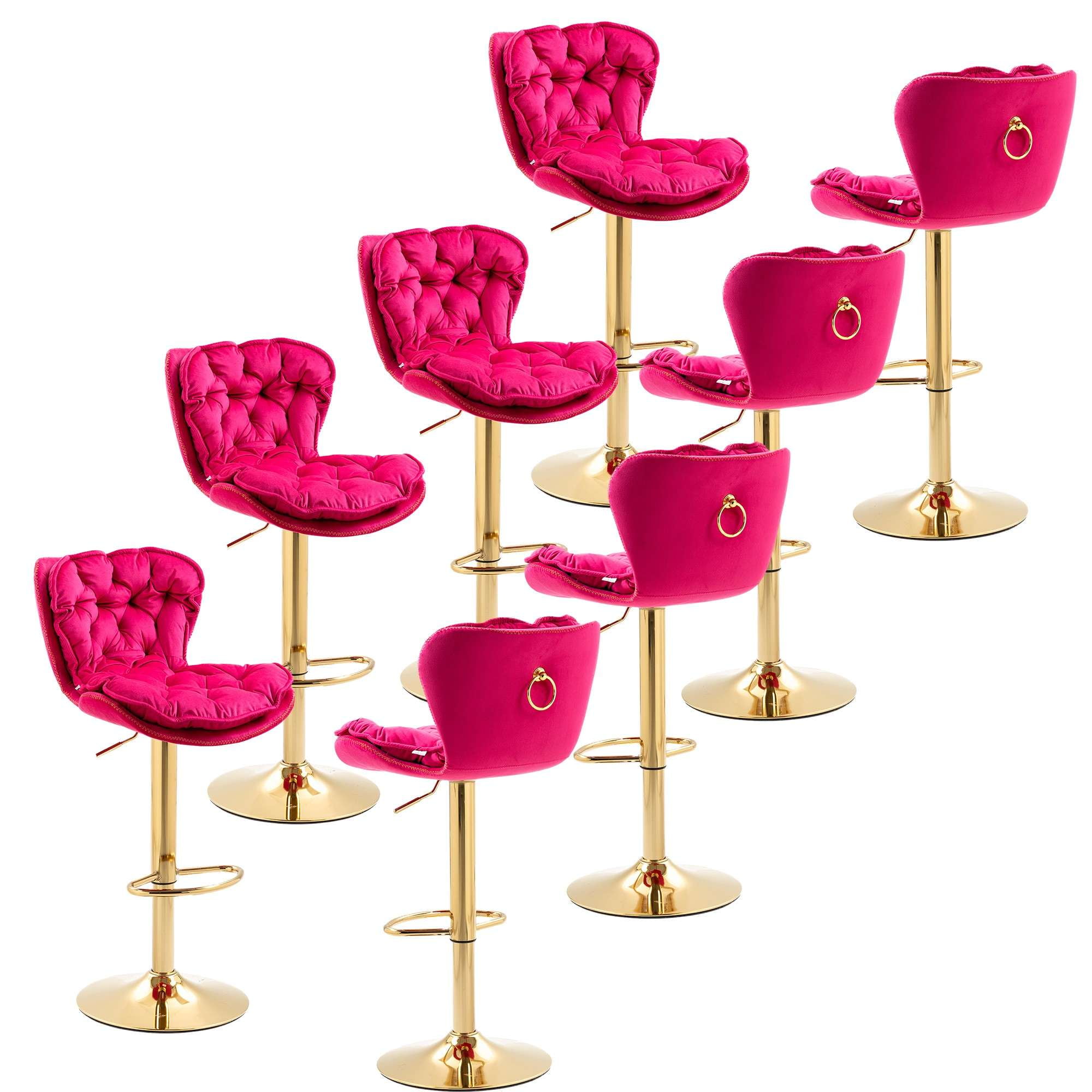 Modern Velvet Tufted Kitchen Stool with Golden Base, Swivel Bar Stools ...