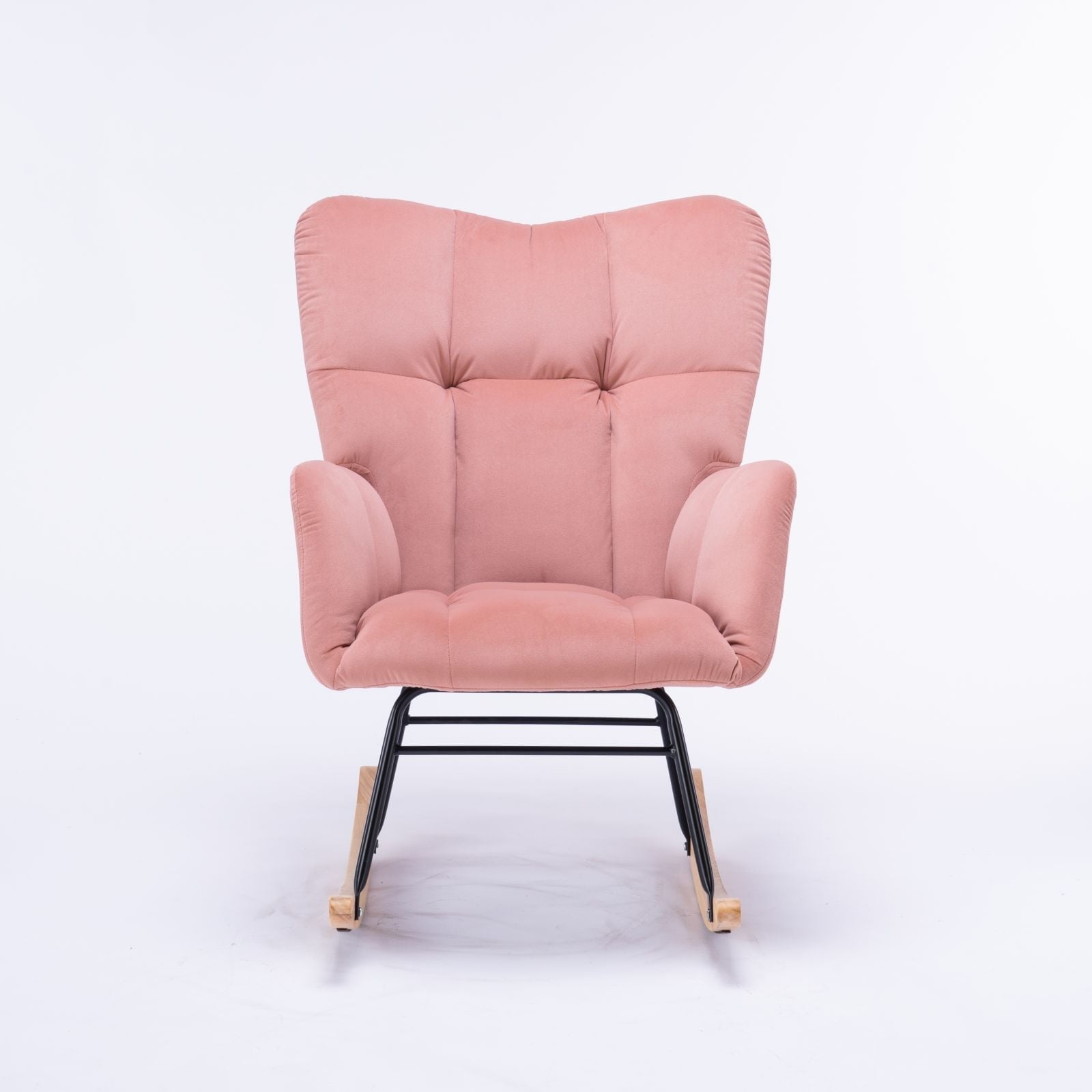 Modern Velvet Tufted Rocking Chair Pink - Walmart.com