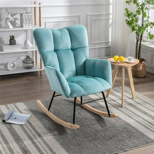 Modern Velvet Tufted Upholstered Rocking Chair Indoor, Rocker Chair ...