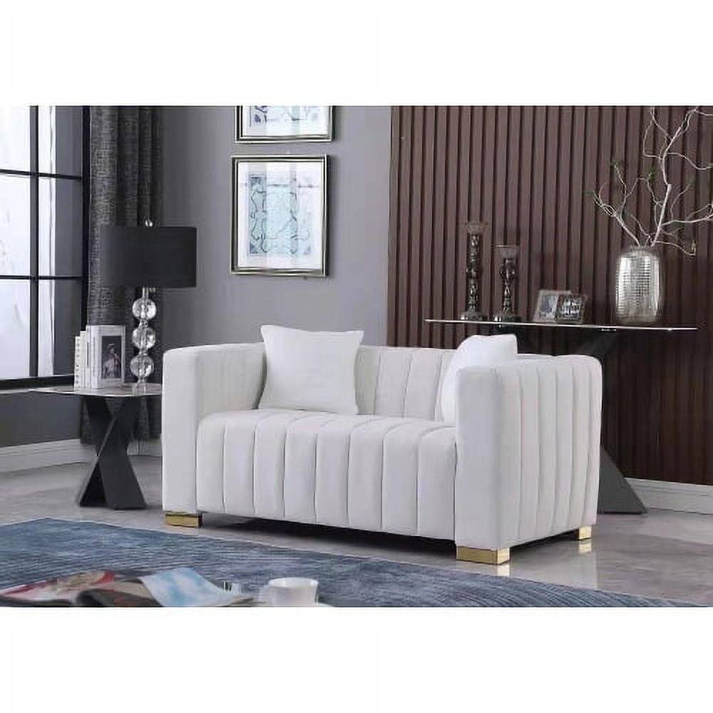 Modern Velvet Upholstered Chesterfield Loveseat Sofa, Mid-Century ...