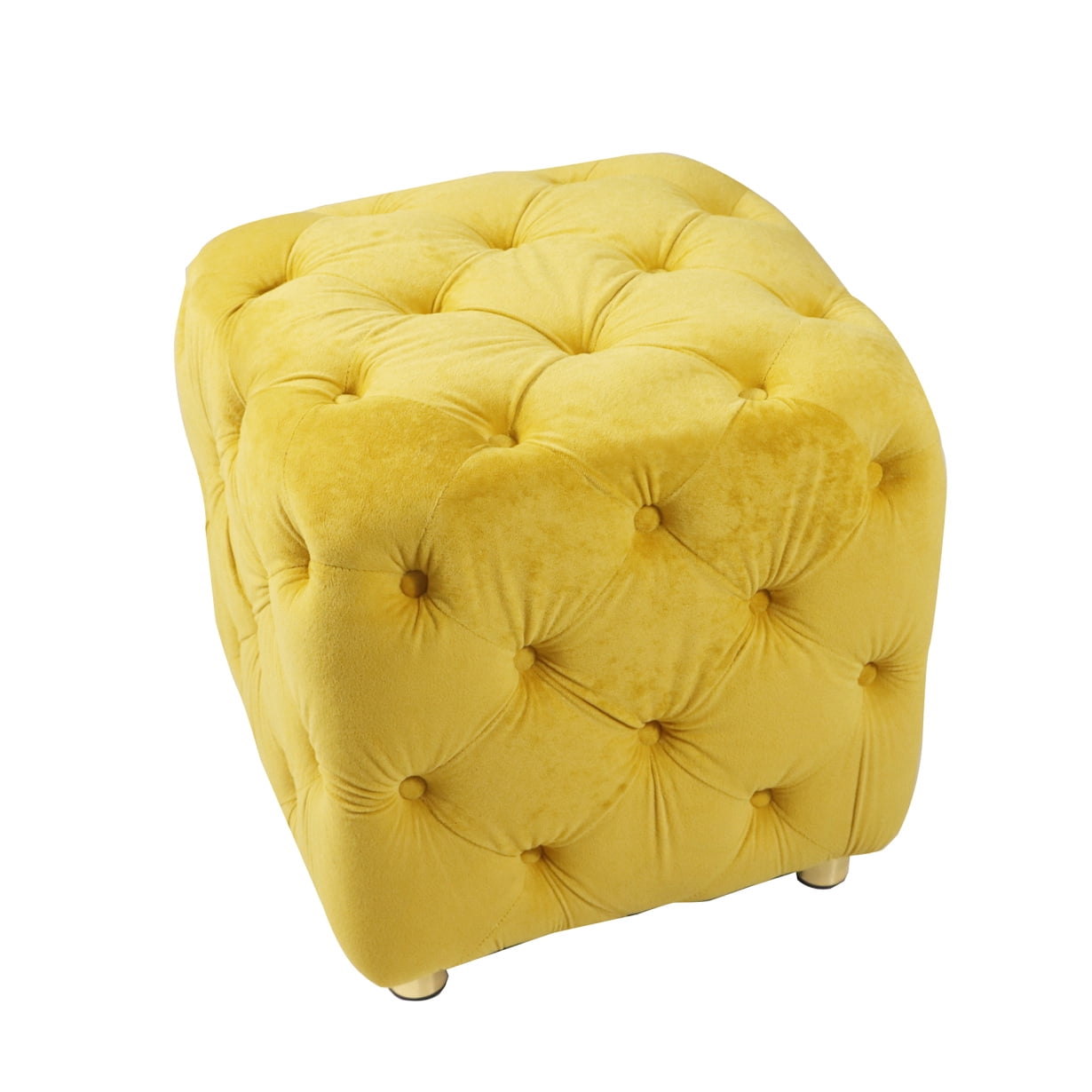 Modern Velvet Upholstered Ottoman with Storage, Soft Dice-Shaped Foot ...