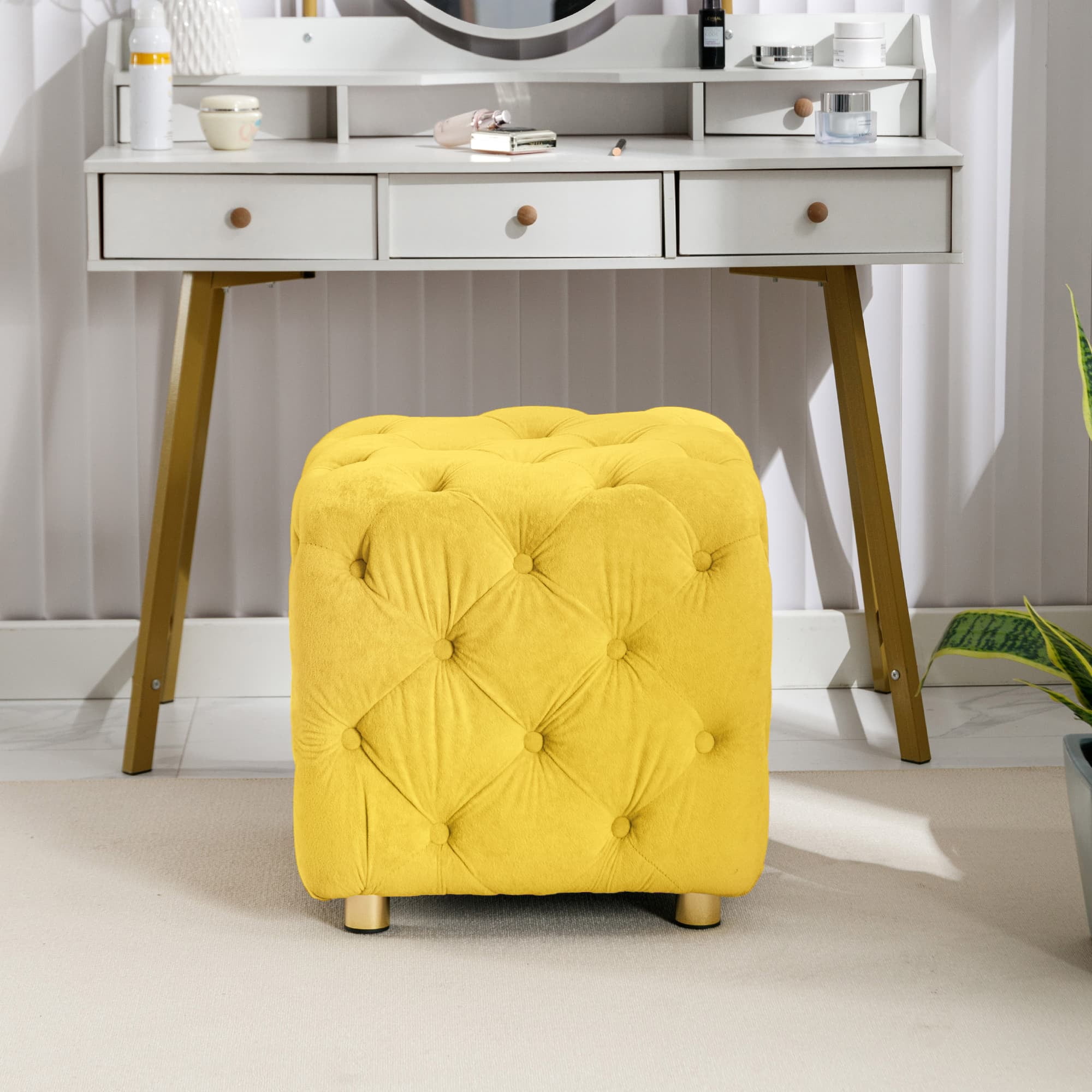 Small yellow ottoman store