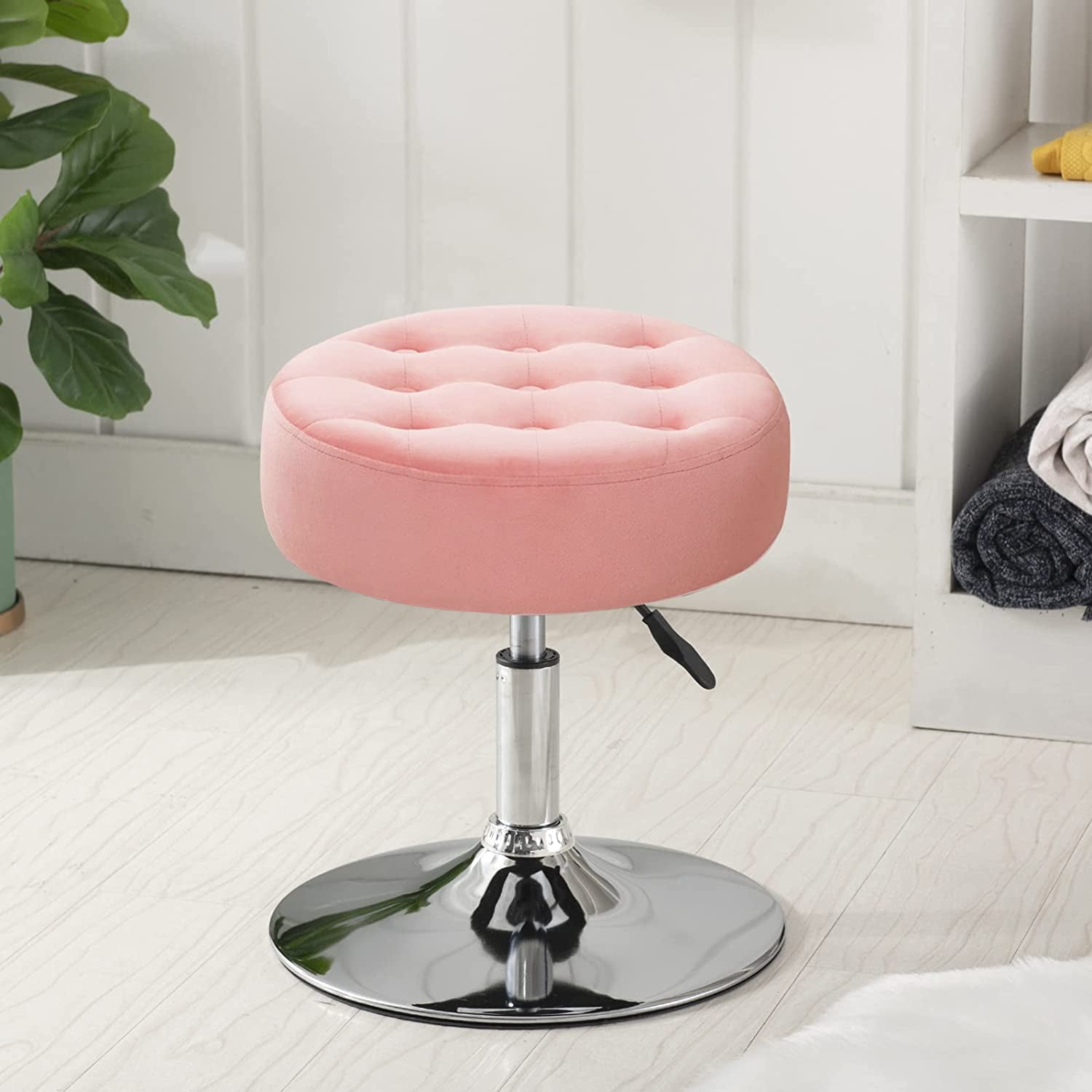 Modern Velvet Vanity Stool, Adjustable Height, Swivel Ottoman with ...