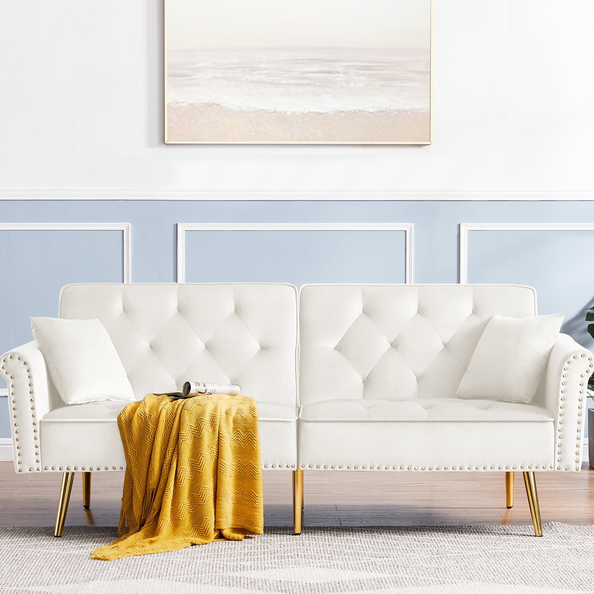 Modern Velvet With Soft Fabric & Golden Legs Stylish Metal Padding ...