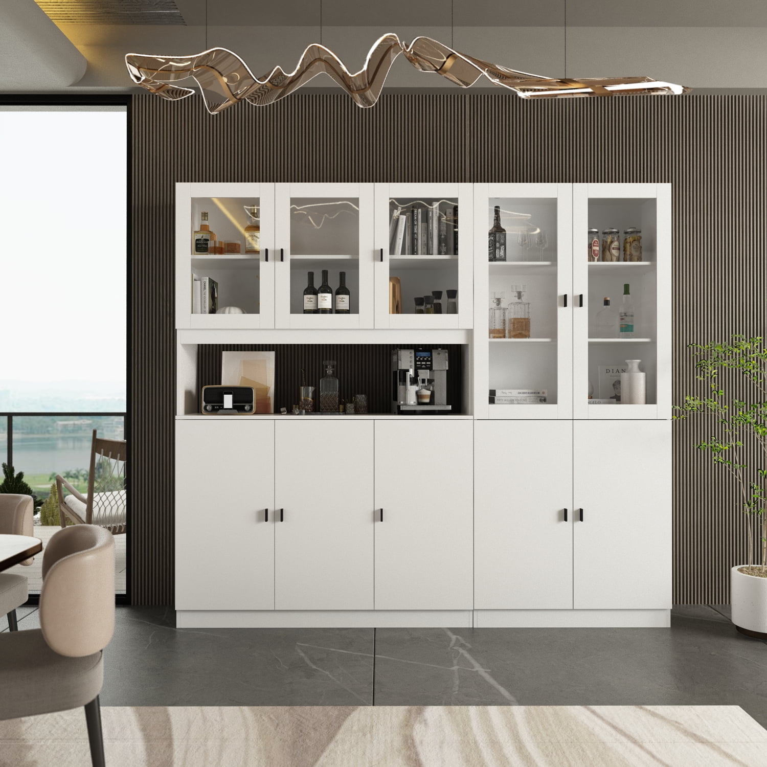 Modern Versatile Storage Cabinet Set, White 10-Door Bookcase Display ...