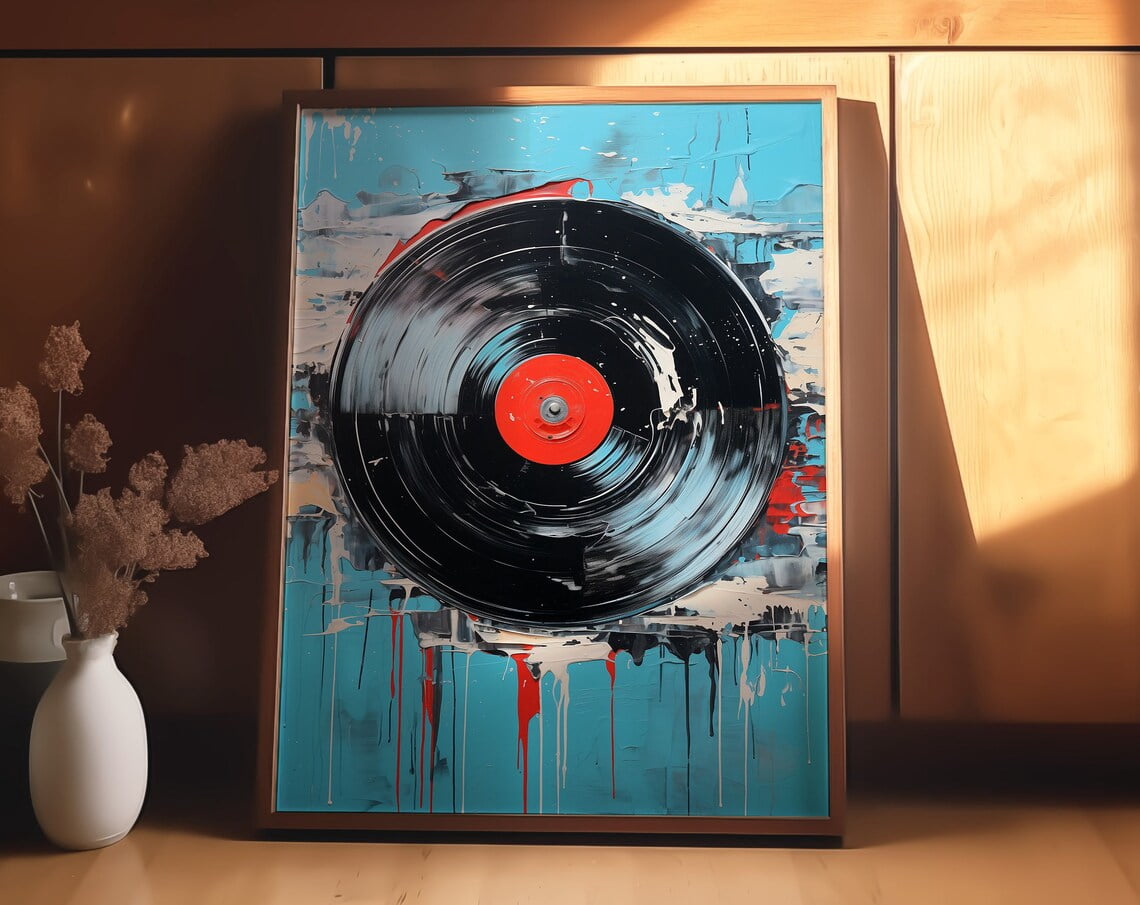 Modern Vinyl Poster Art - Abstract Music Wall Art - Groovy Print - Band ...