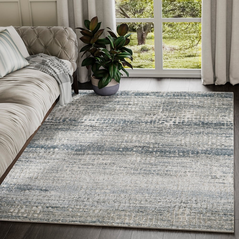 Modern Vista Grey Indoor Rectangle Rug 7'9" x 10'2" 7' x 9' Dining Room ...
