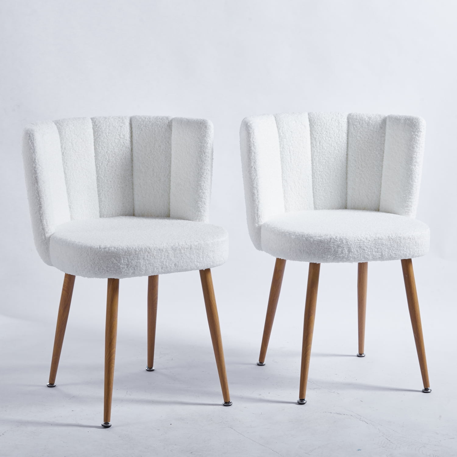 Modern WHITE dining chair(set of 2 ) with iron tube wood color legs ...