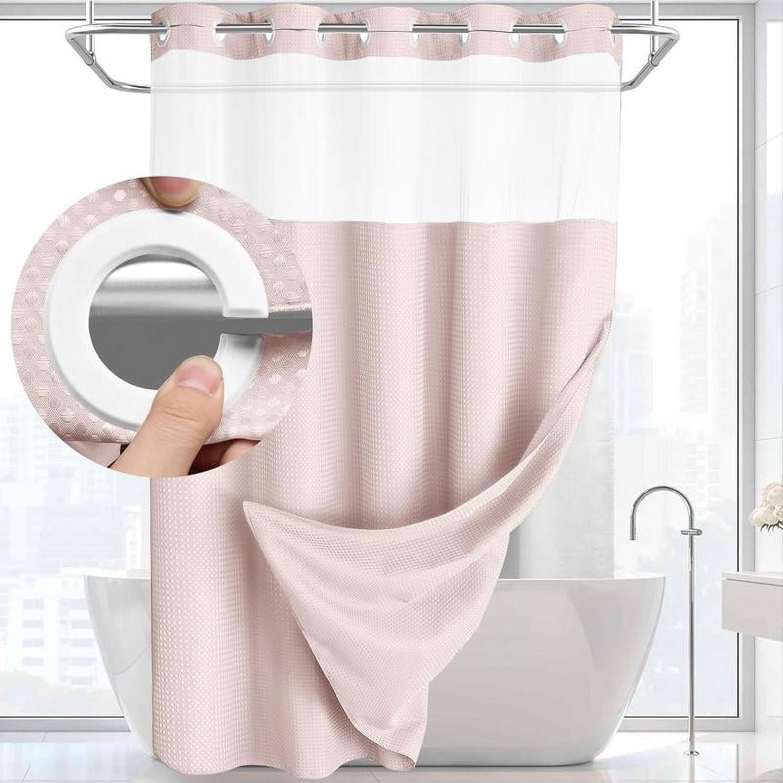 Modern Waffle Pattern Shower Curtain Set – Stylish Bathroom Decor with ...