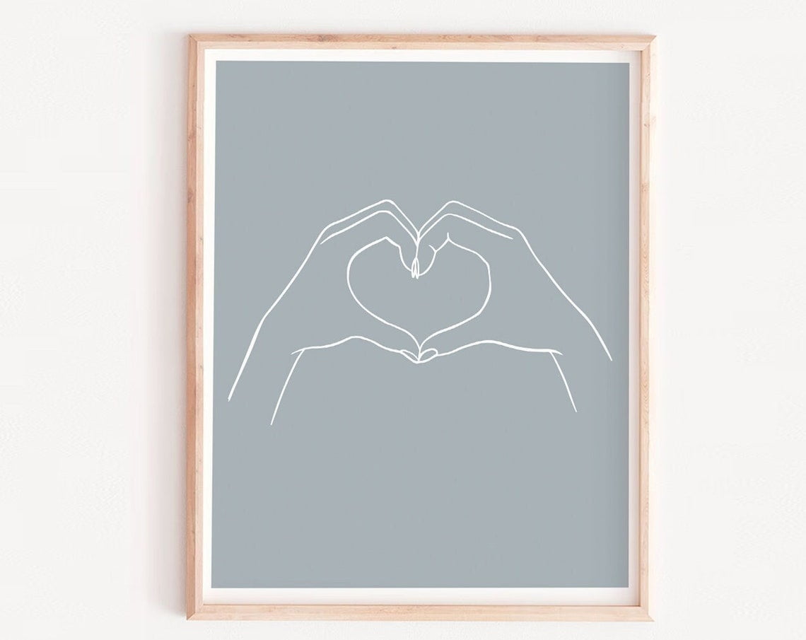 Modern Wall Art, Hands Lovers, Line Drawing, One Line Wall Art ...