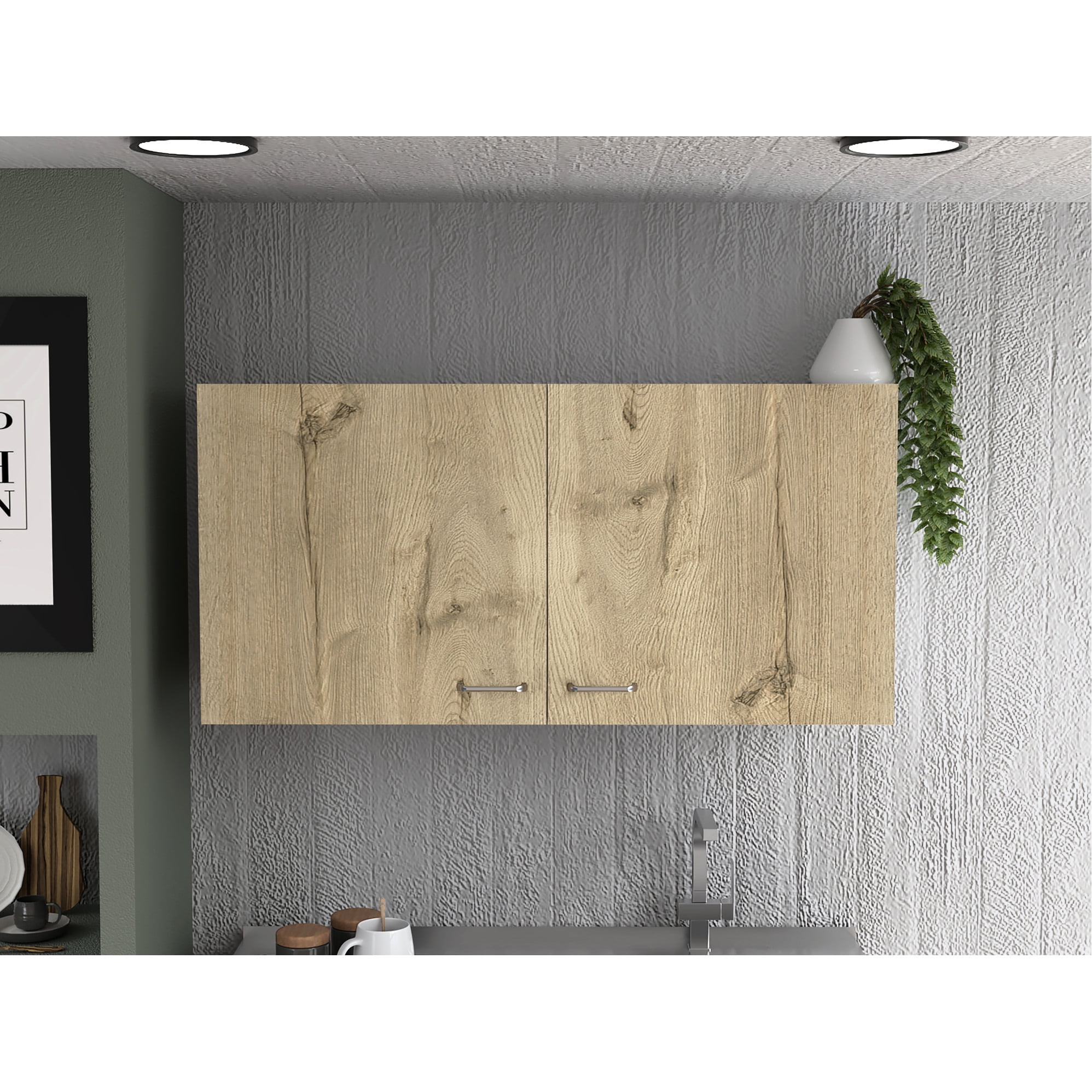 Modern Wall Cabinet - Two Shelves, Double Door Space Efficient For ...