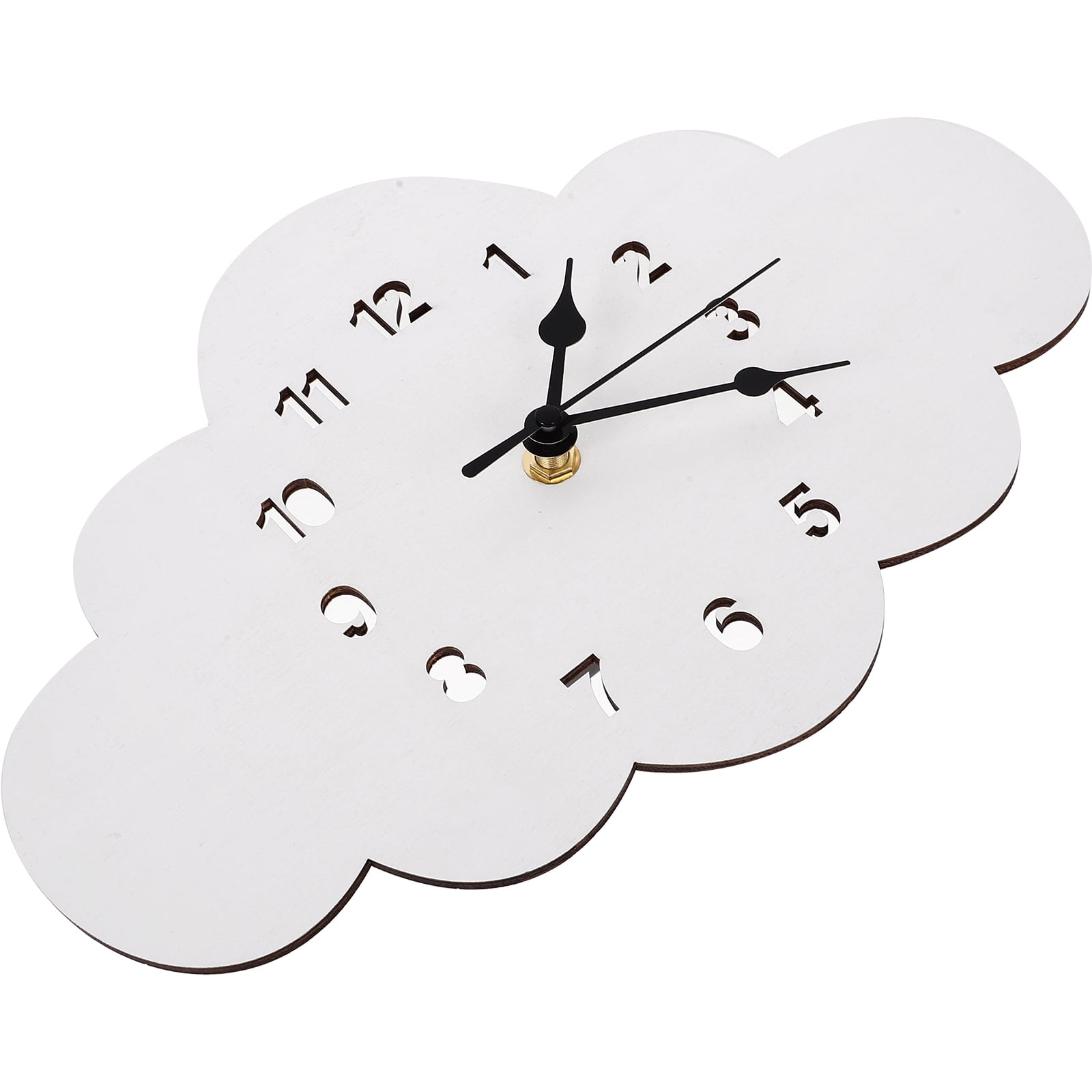 FUEENIRVA Wooden Cloud Shape Wall Clock Nordic Style Mute Hanging Clock ...