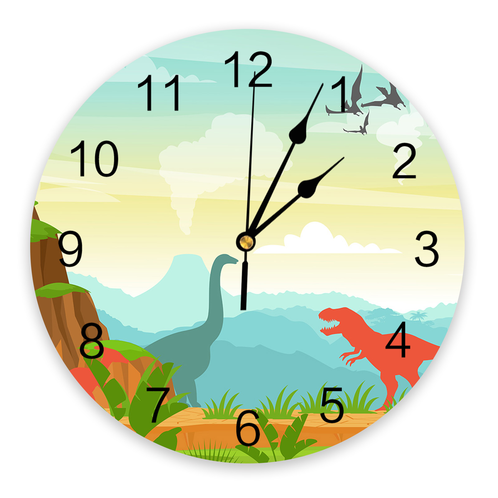 Modern Wall Clock Dinosaur Cartoon Kawaii PVC Wall Clock Home r Bedroom ...