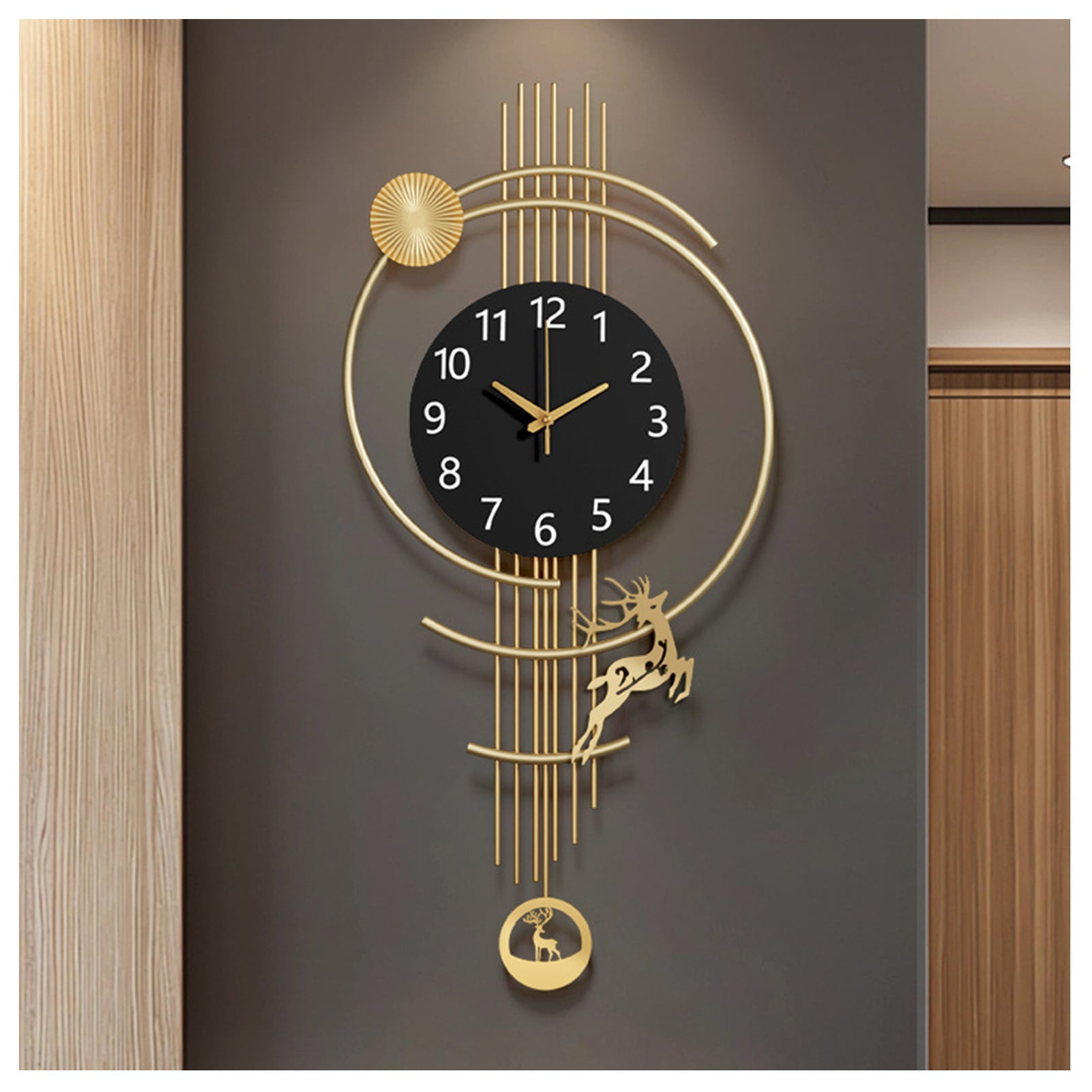 Modern Wall Clock for Living Room,Large Glod Black Decorative Wall ...
