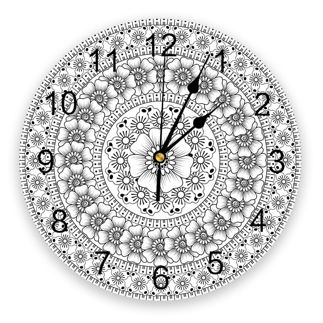 Modern Wall Clock Mandala Pattern PVC Wall Clock Home r Bedroom Silent ...