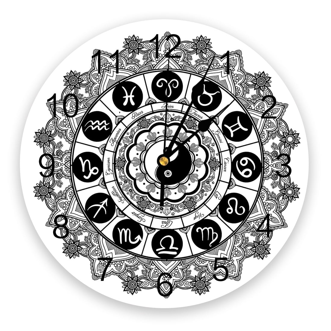 Modern Wall Clock Mandala Pattern PVC Wall Clock Home r Bedroom Silent ...