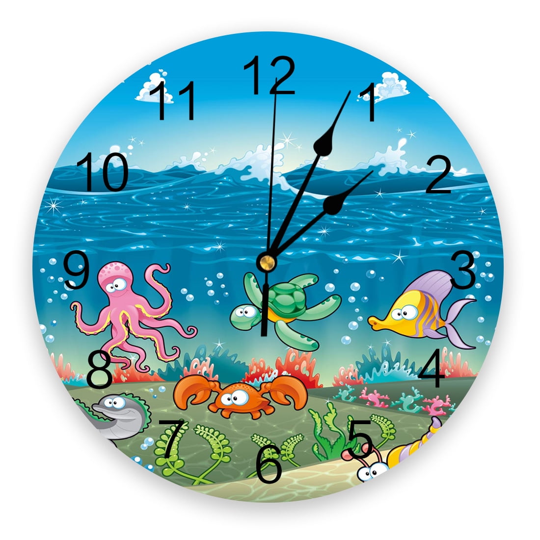 Modern Wall Clock Marine Octopus Coral Tortoise PVC Wall Clock Home r ...