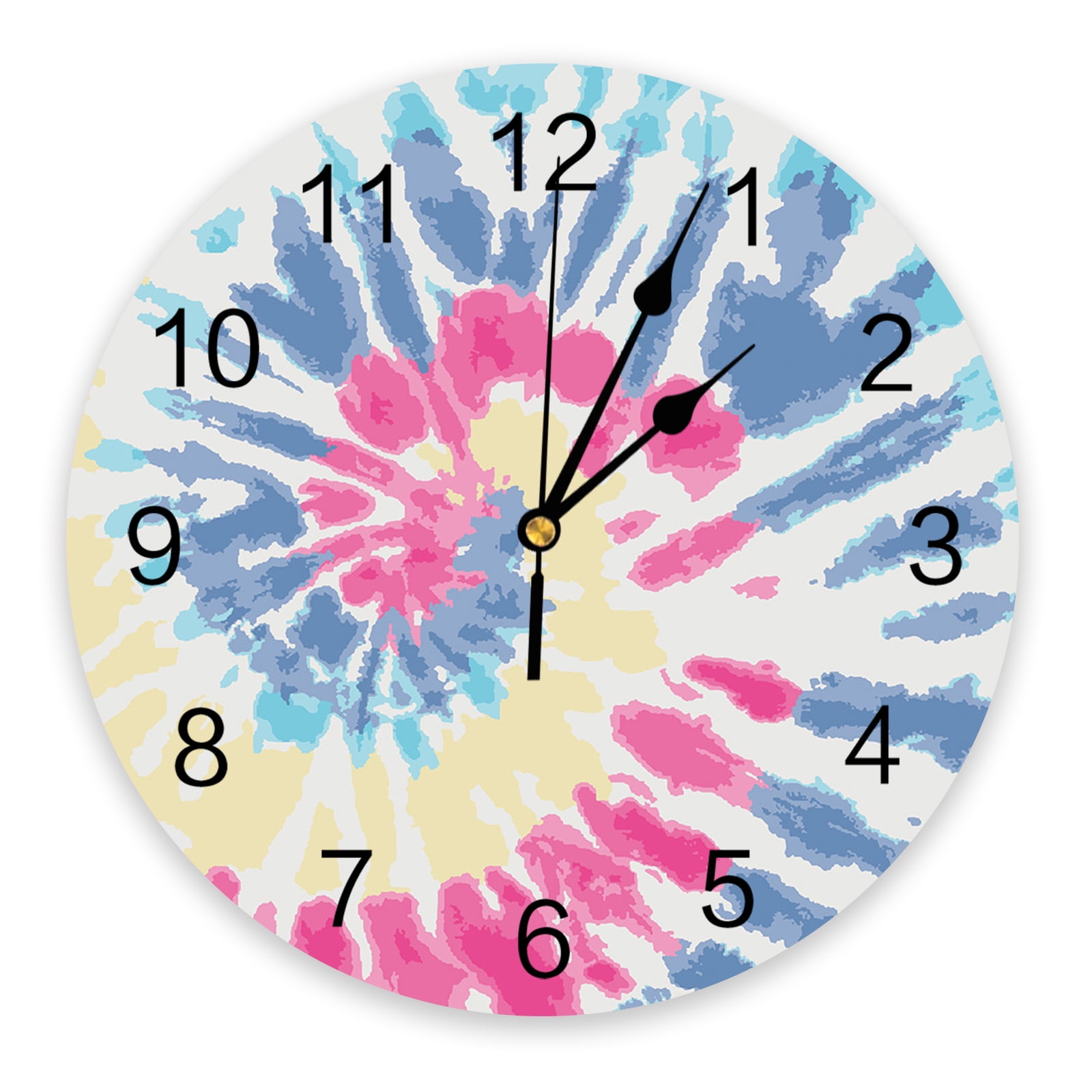 Modern Wall Clock Purple Tie-Dye Pattern PVC Wall Clock Home r Bedroom ...