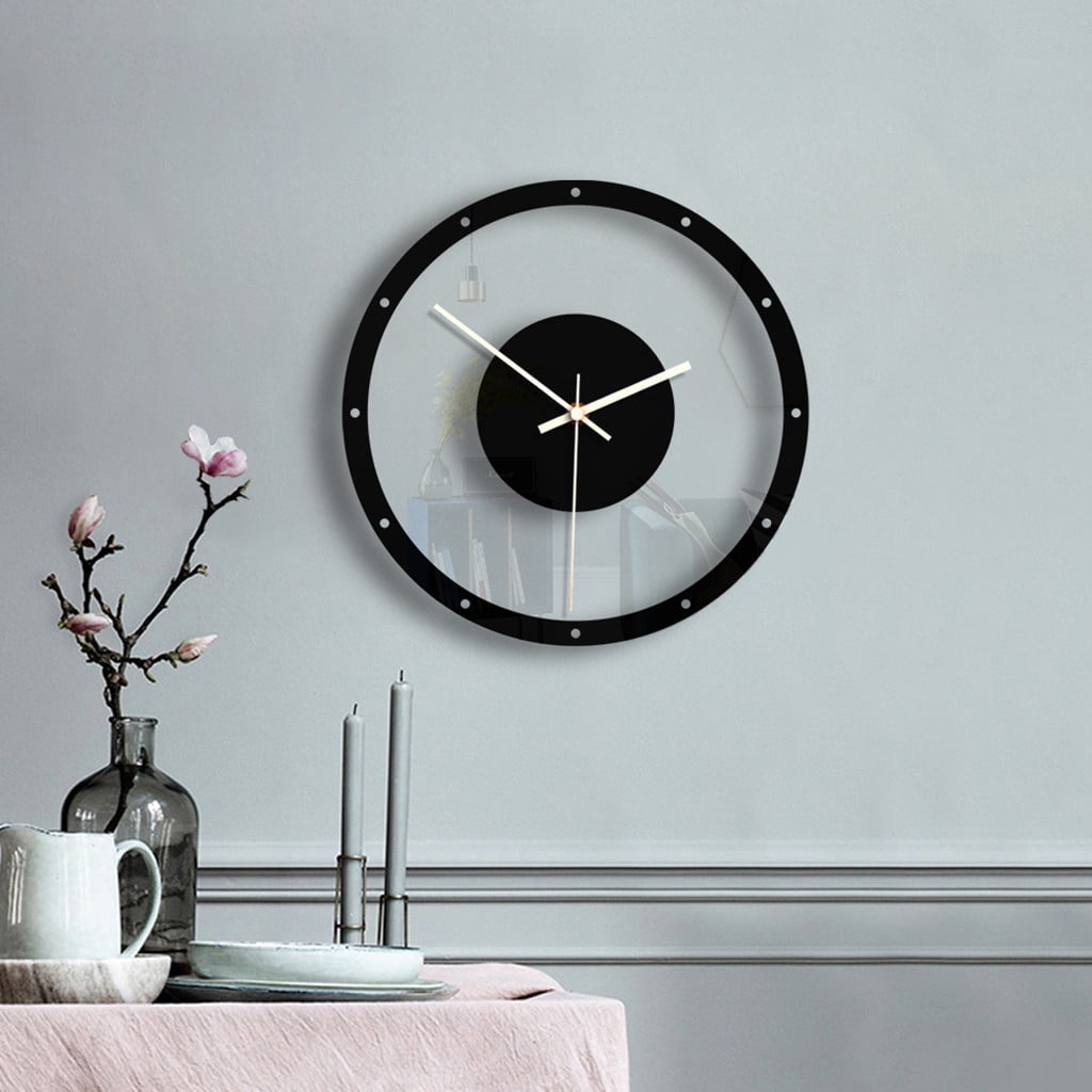Modern Wall Clock Silent Non-Ticking Transparent Acrylic Minimalist ...