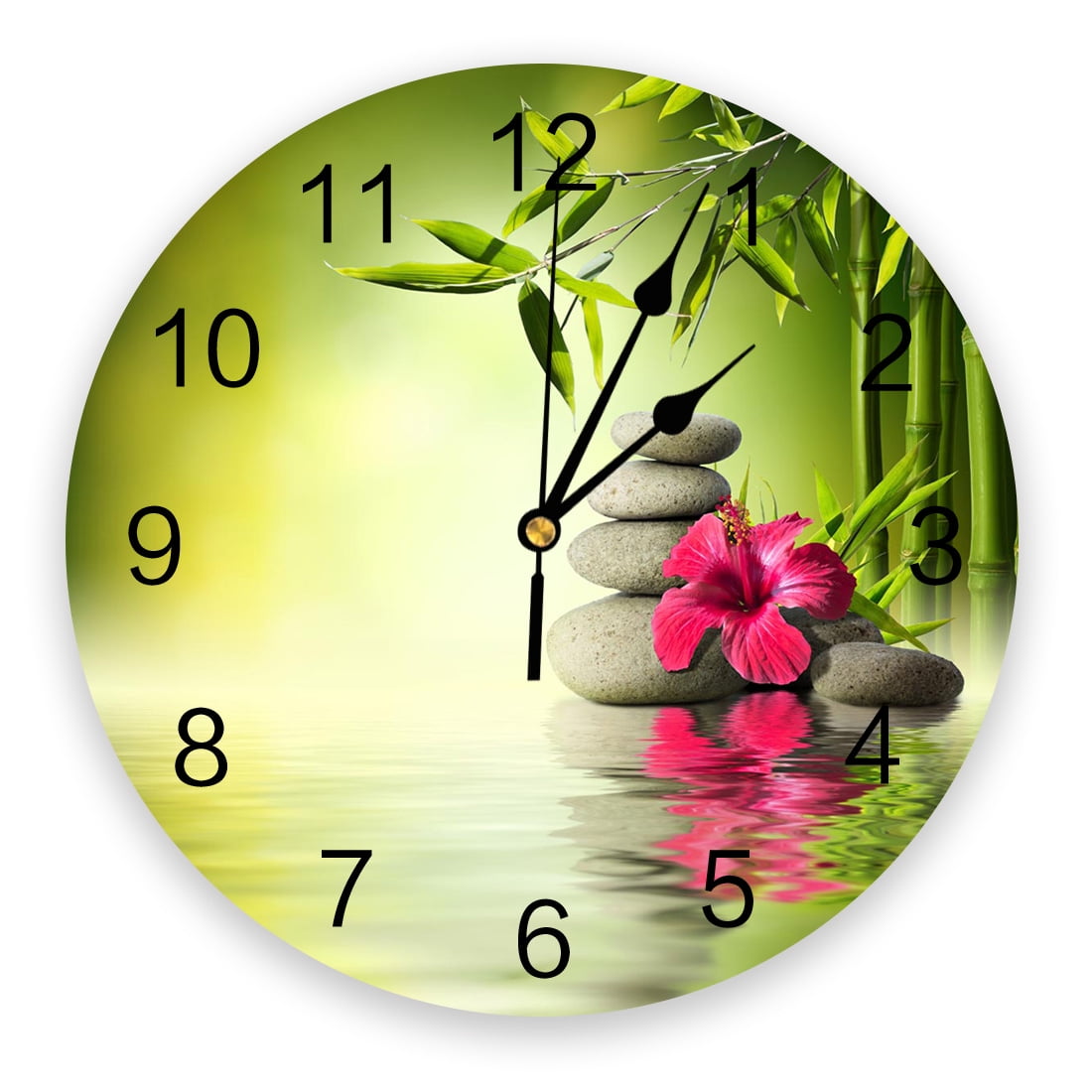 Modern Wall Clock Sts Bamboo Red Flowers PVC Wall Clock Home r Bedroom ...