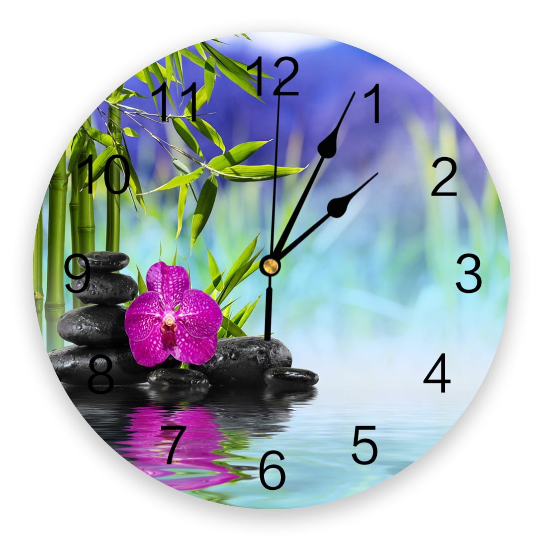 Modern Wall Clock Sts Bamboo Red Flowers PVC Wall Clock Home r Bedroom ...
