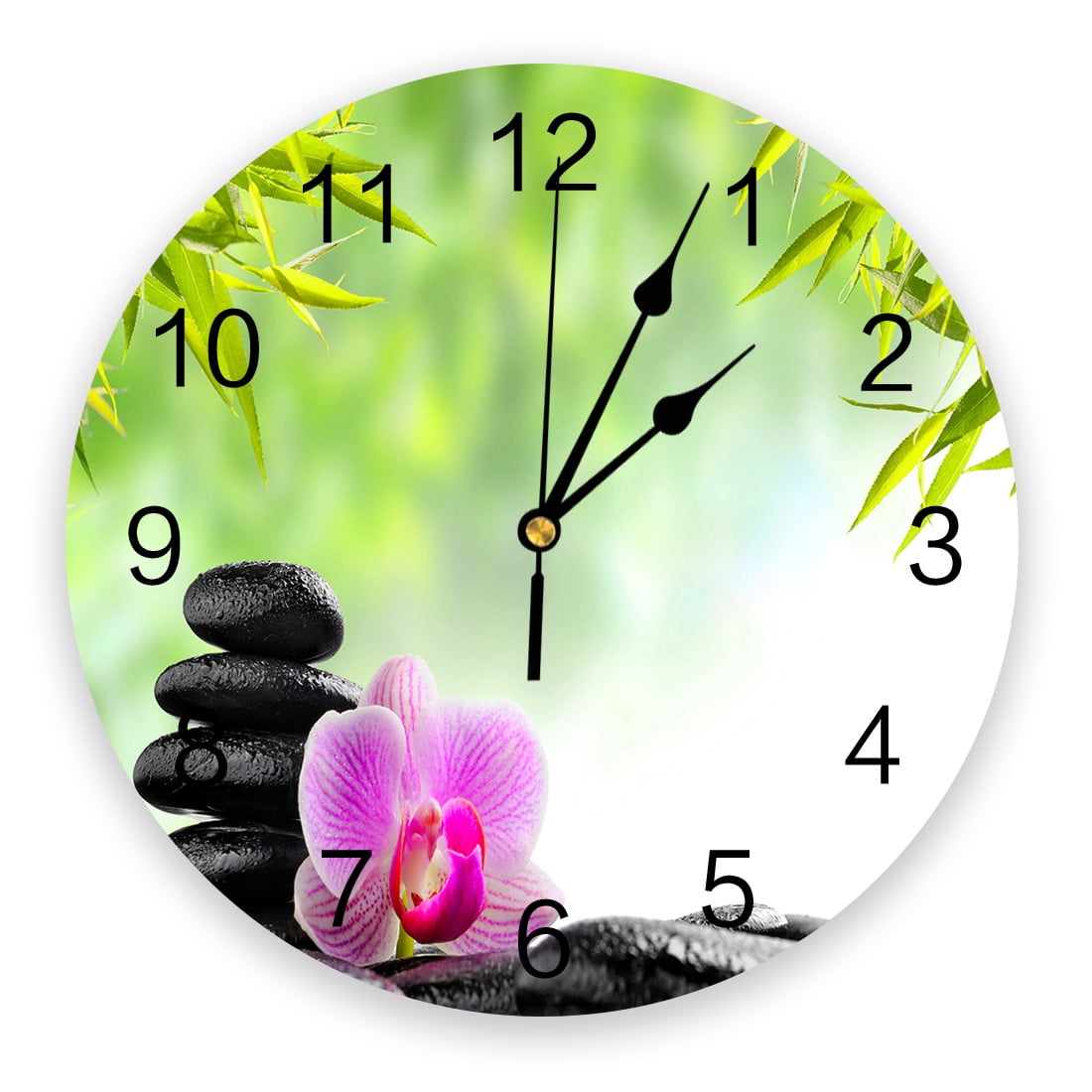 Modern Wall Clock Sts Bamboo Red Flowers PVC Wall Clock Home r Bedroom ...
