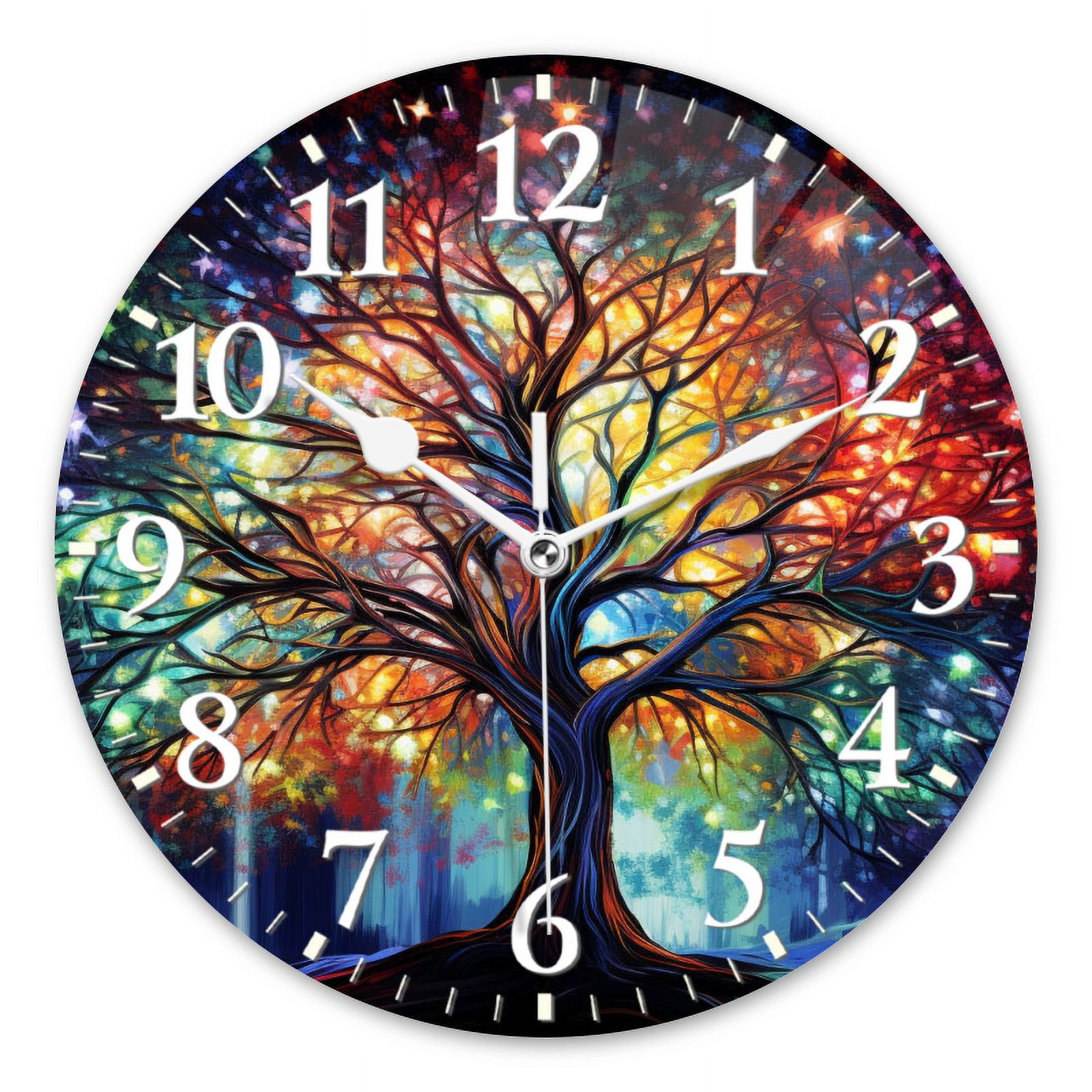 Round Wall Clock,Vibrant Tree Of Life With Branches Reaching Out To The ...