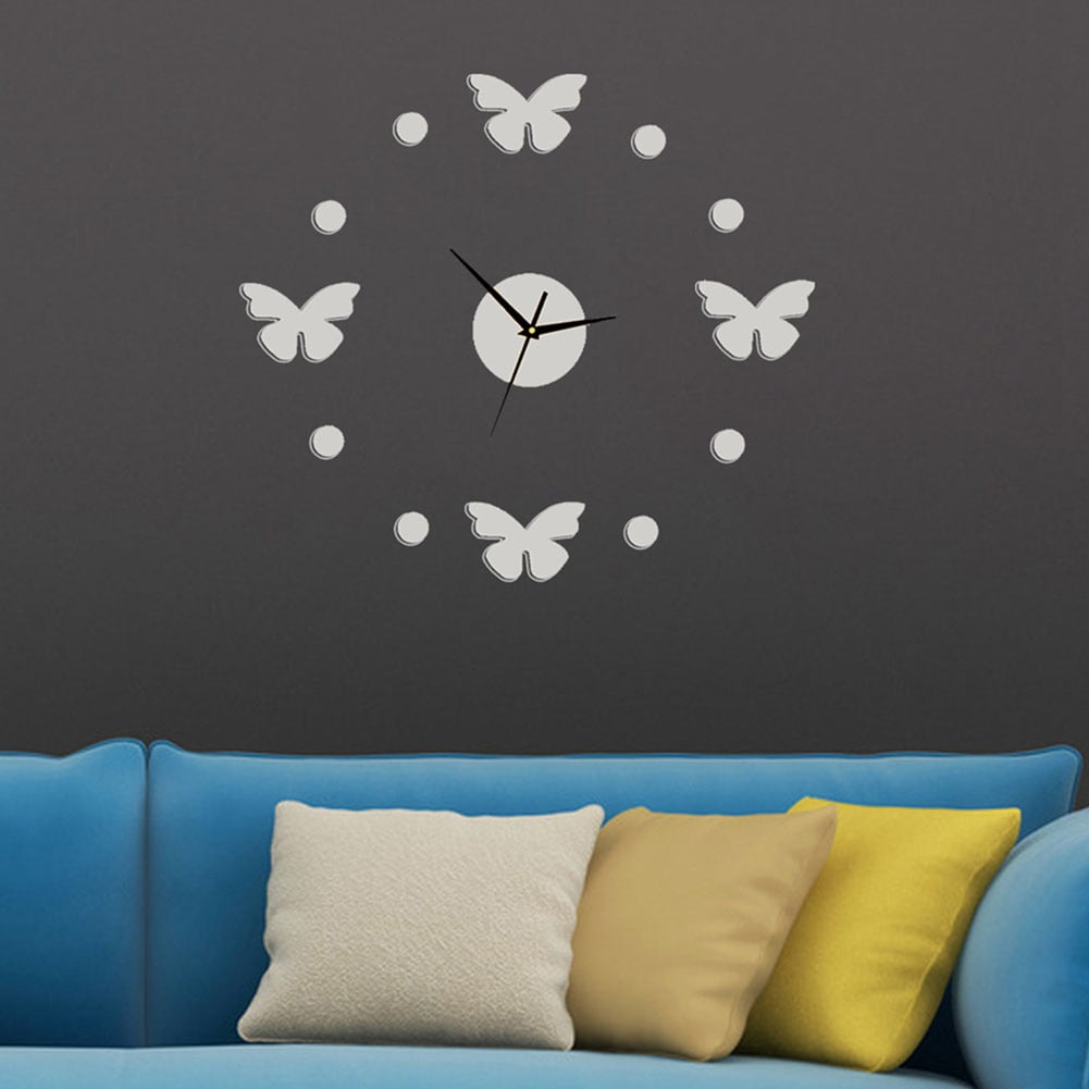 Modern Wall Clocks Frameless DIY Large 3D Non Ticking Clock For Living ...