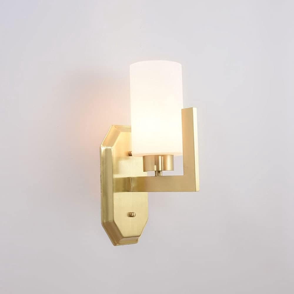 Modern Wall Lamp White Glass Shade Brass Wall Light, Indoor Wall Sconce ...