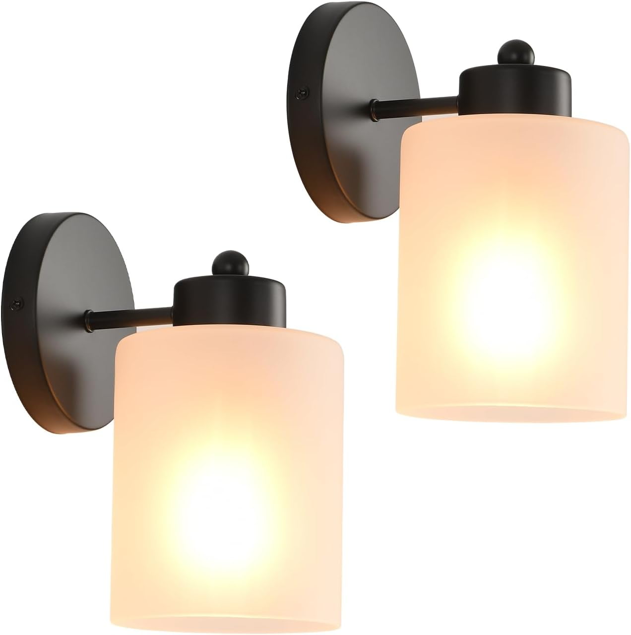 Modern Wall Light Fixtures with Clear Glass Shade, Matte Black Bathroom ...