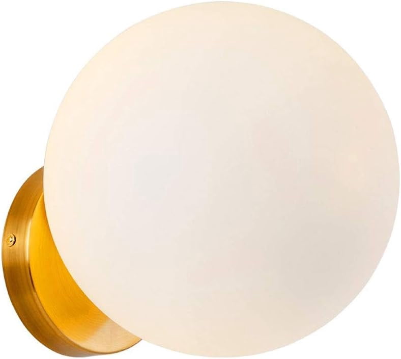 Modern Wall Light White Glass Globe Lampshade Metal Wall Sconce ...