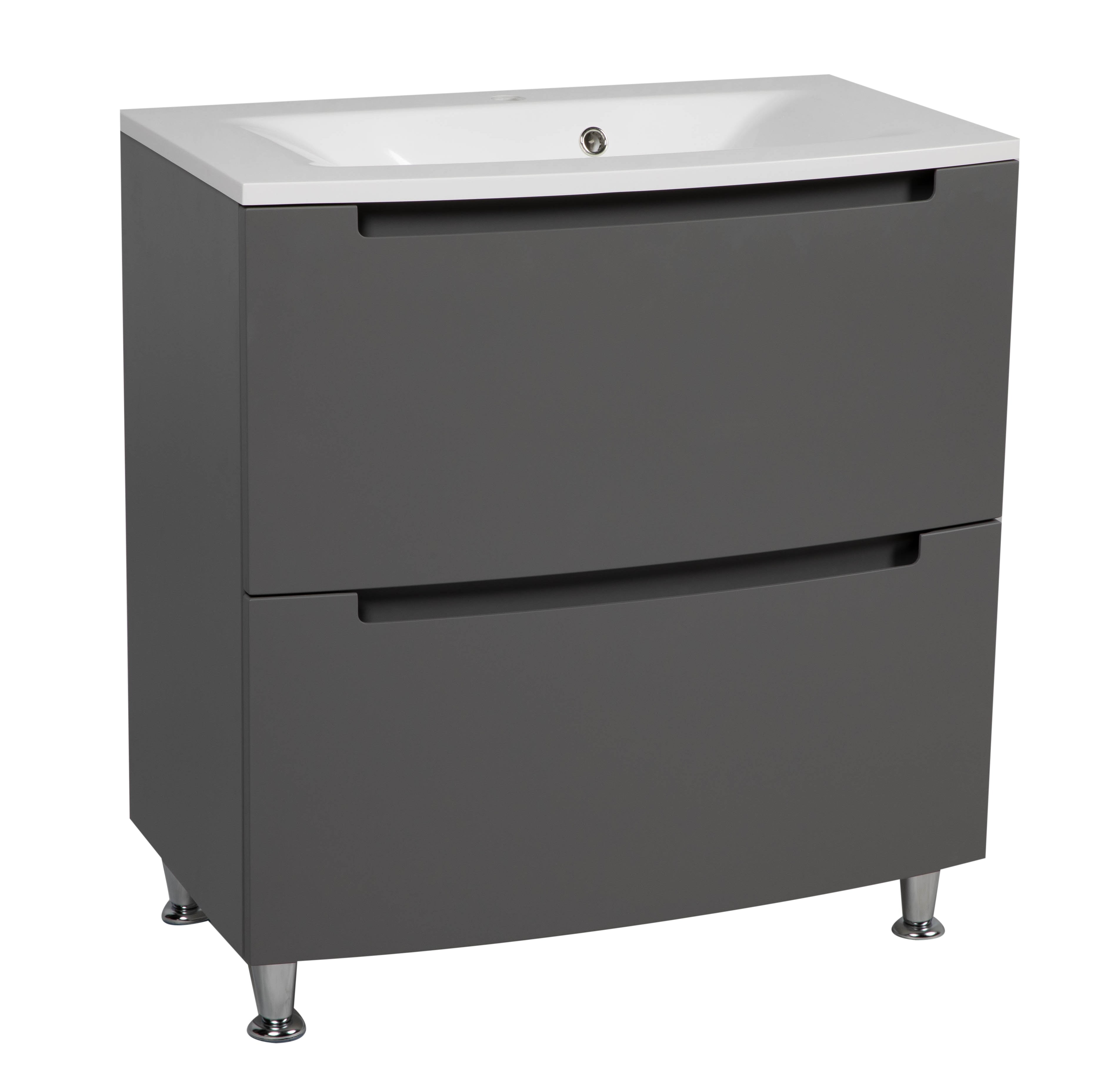 Modern Wall-Mount Bathroom Vanity with Washbasin | Delux Gray Matte Collection | Non-Toxic Fire ...