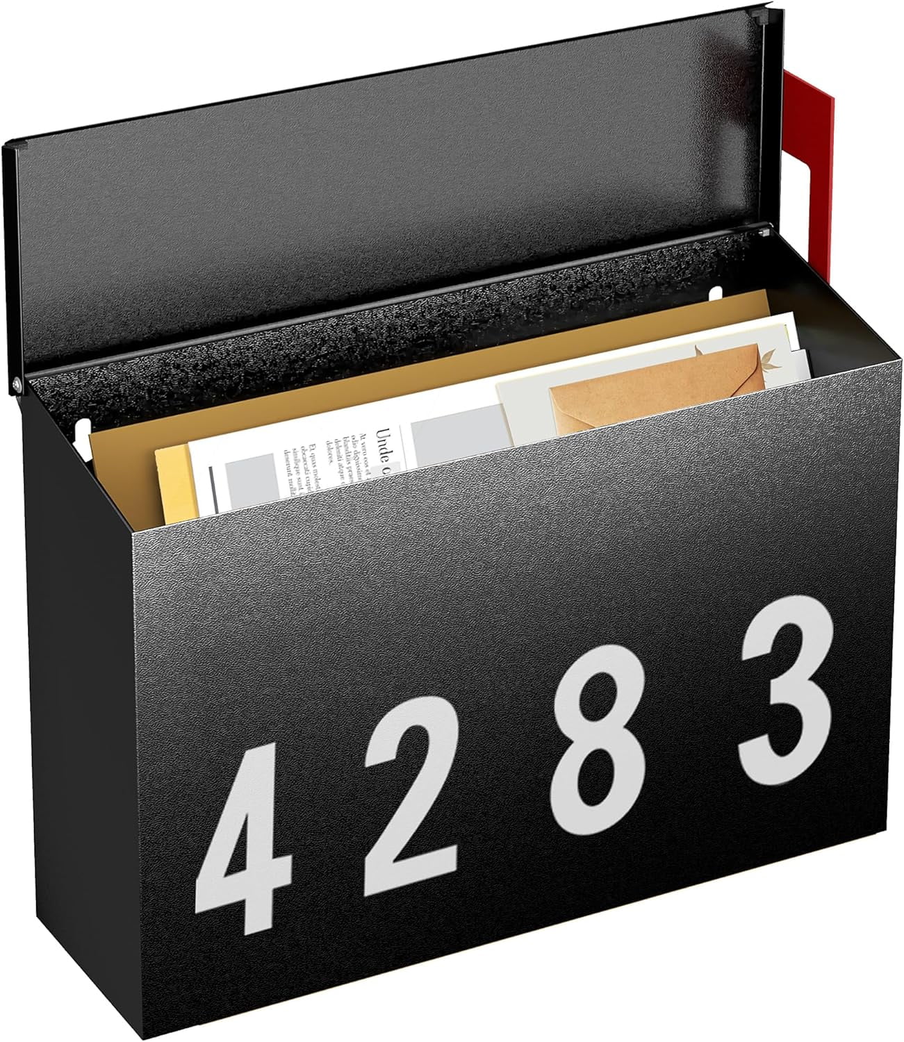 Modern Wall-Mount Mailbox for Outdoor Use with Flag Kit and Number ...