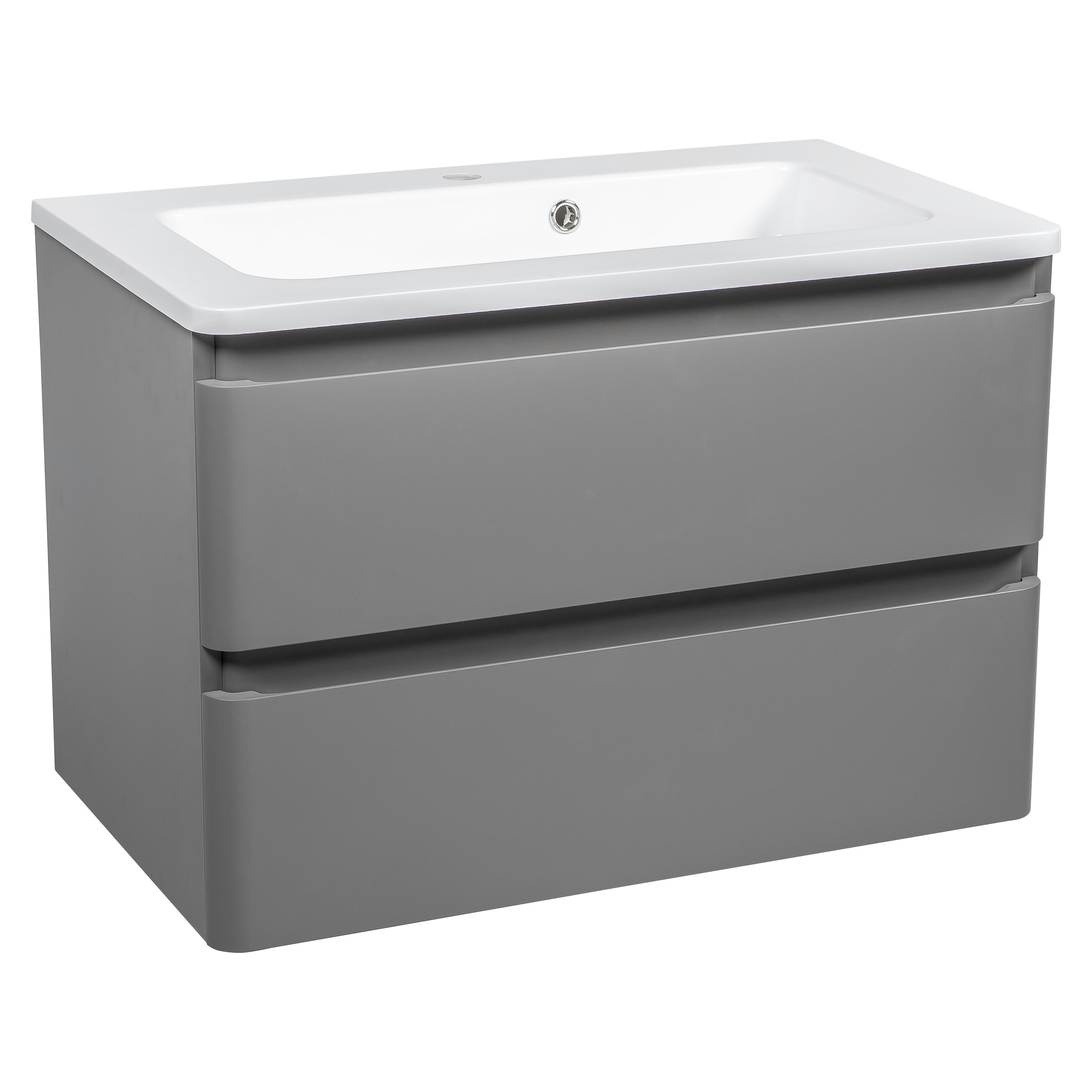 Modern Wall-Mounted Bathroom Vanity with Washbasin | Comfort Gray Matte Collection | Non-Toxic ...