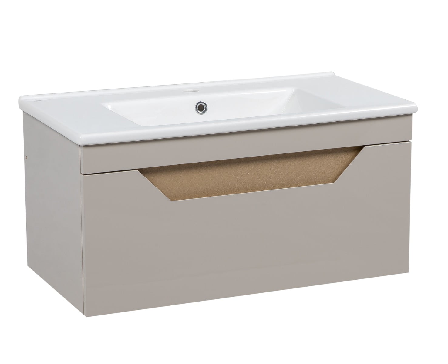 Modern Wall-Mounted Bathroom Vanity with Washbasin | Troy Mocha Gloss ...