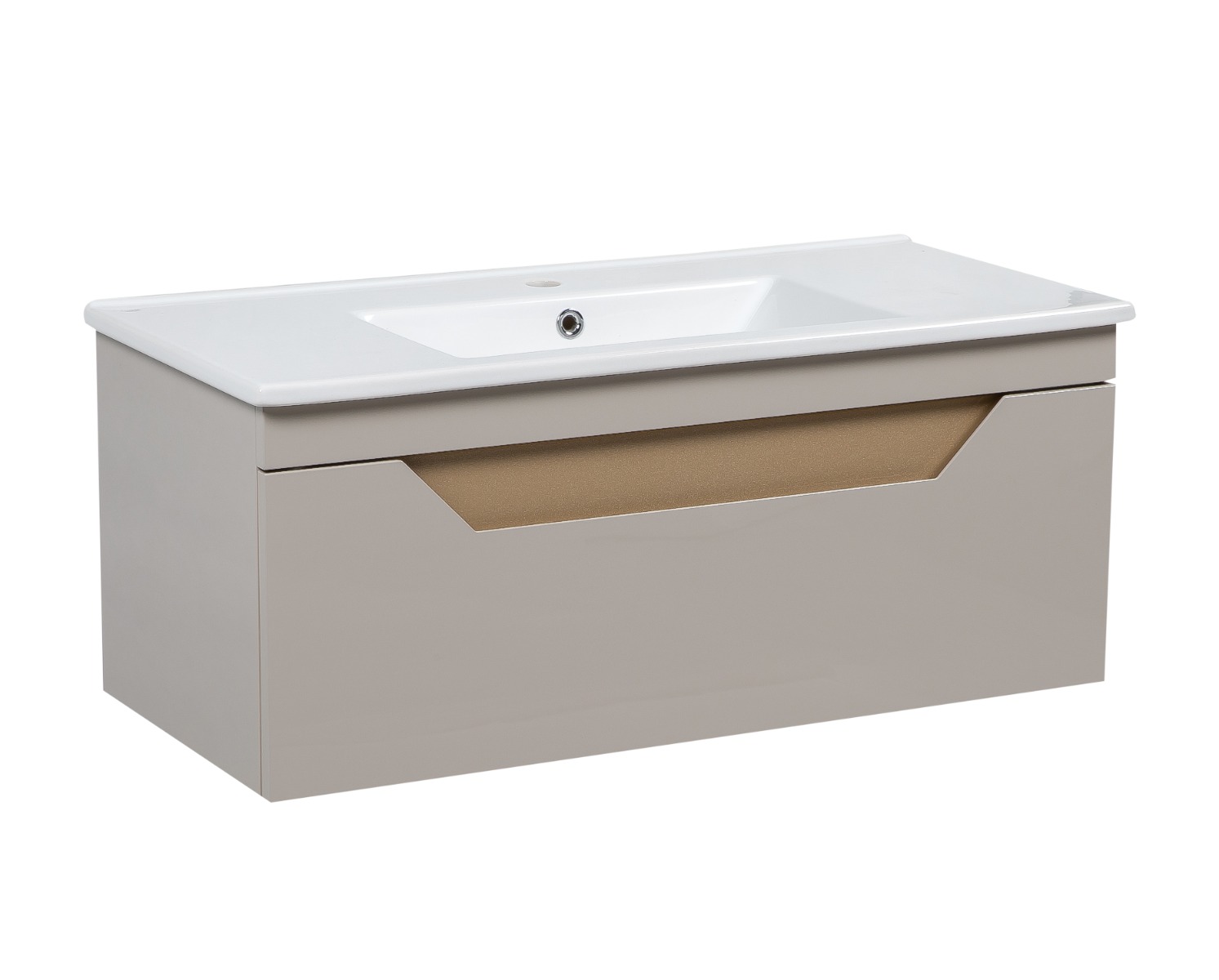 Modern Wall-Mounted Bathroom Vanity with Washbasin | Troy Mocha Gloss ...