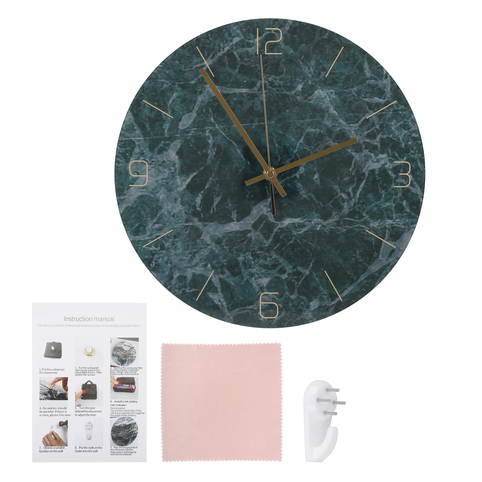 Modern Wall‑Mounted Clock Marble Texture Acrylic Clock Bedroom Living ...