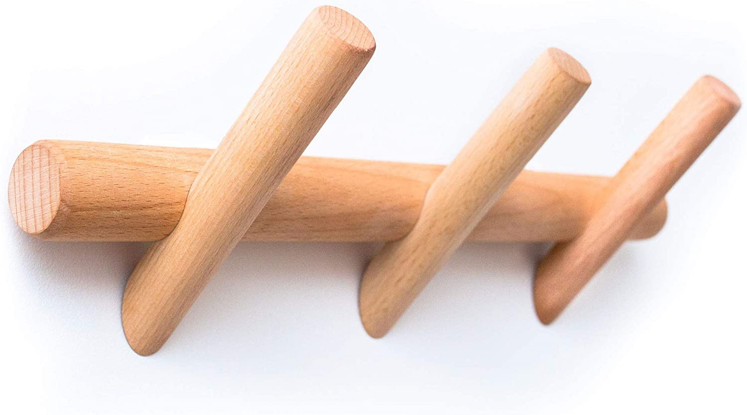 Modern Wall Mounted Coat and Hat Rack – 3 Hooks, Beautiful Wood ...