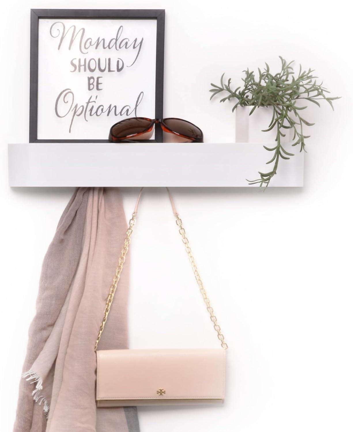 Modern Wall-Mounted Coat Rack with Shelf – Heavy-Duty Steel, 5 Sturdy ...