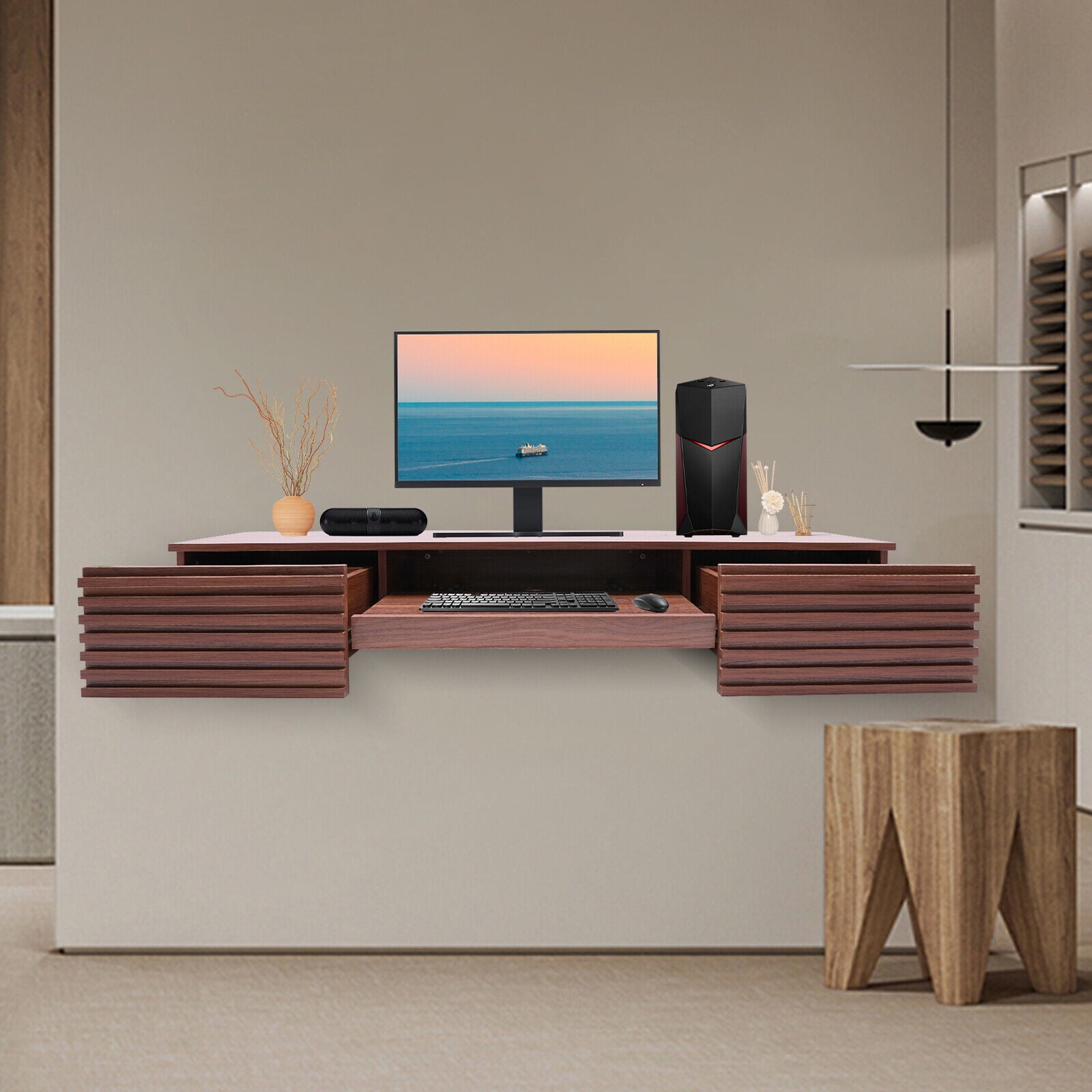 Modern Wall Mounted Desk with Pull Out Drawer Ecological Board Wall ...