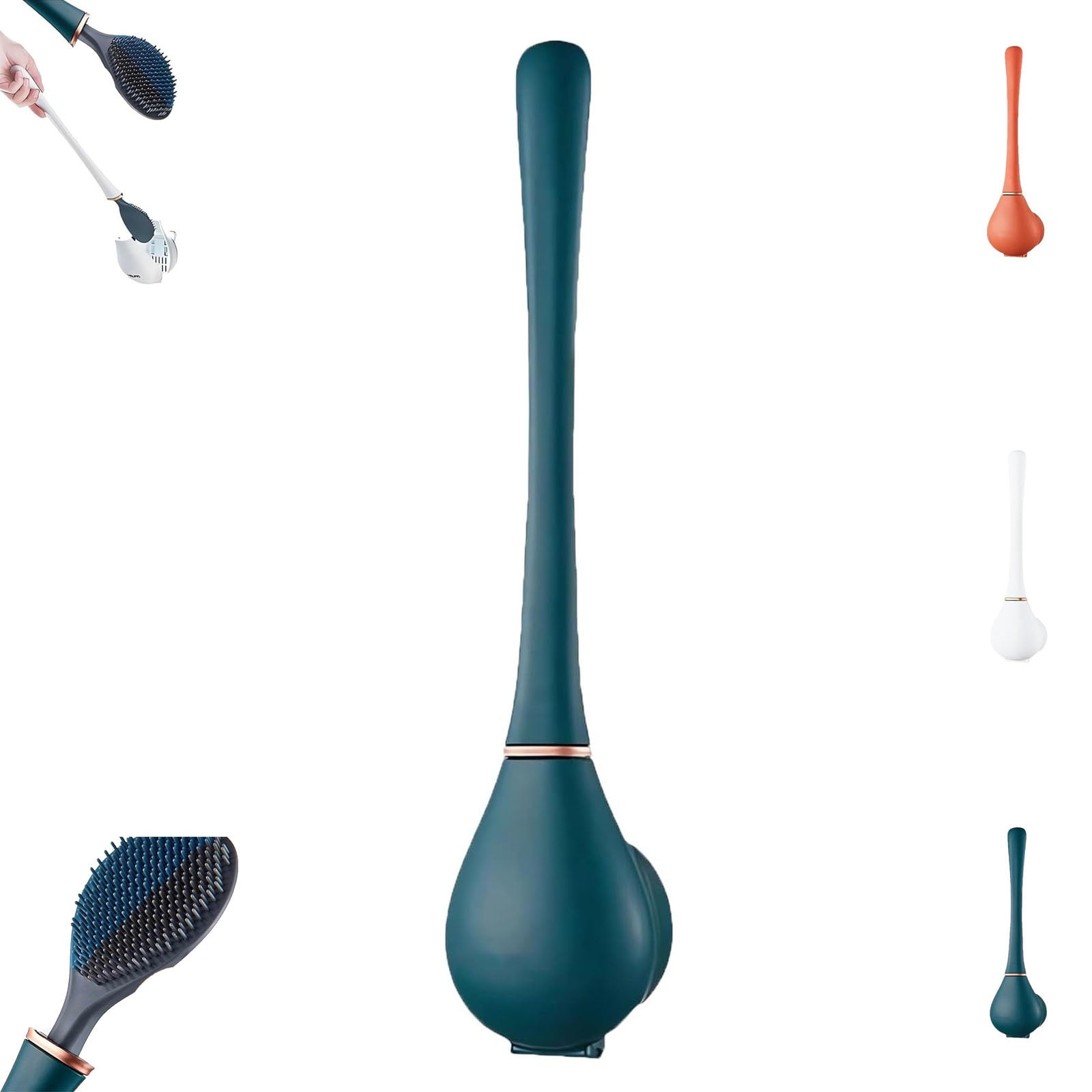 Modern Wall Mounted Silicone Toilet Brush Flexible, Ergonomic Bathroom Scrubber with Soft ...