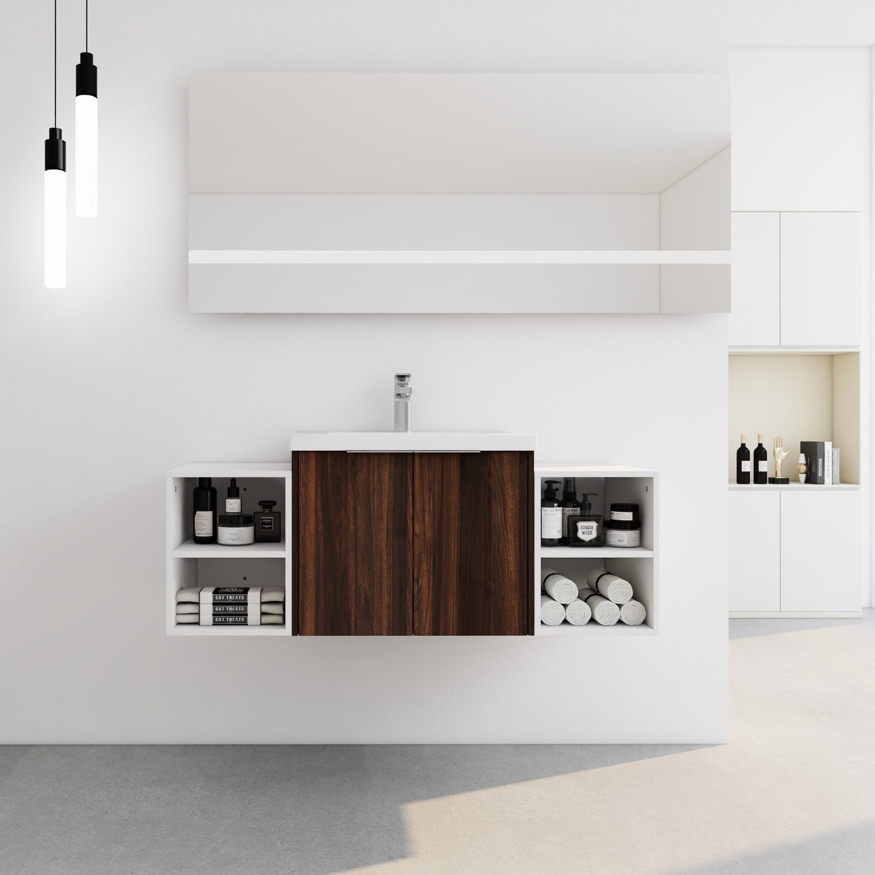 Modern Wall-Mounted Vanity with 48-Inch Size and Resin Sink - Provide Aesthetic and Functional ...