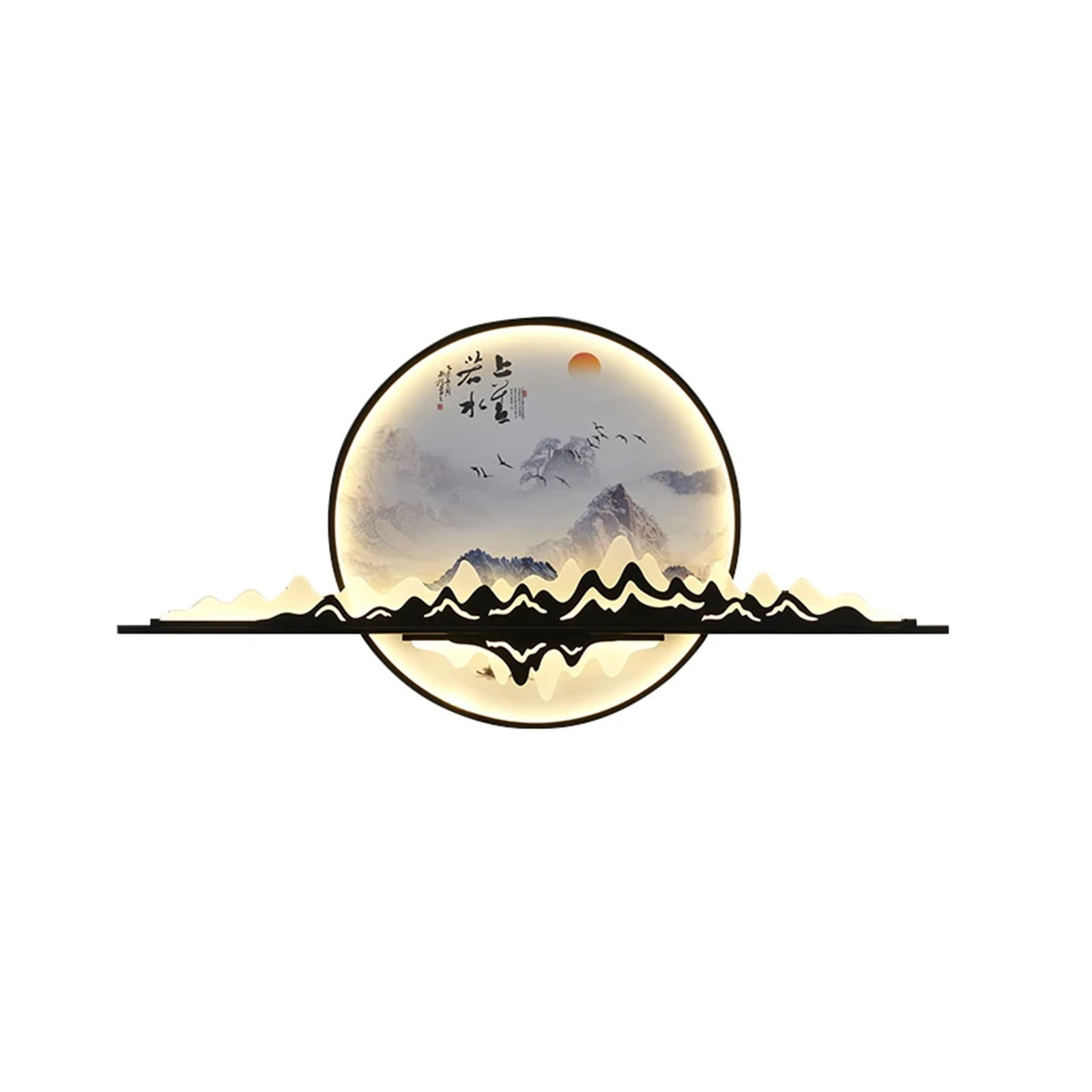 Modern Wall Picture Light, LED Chinese Creative Circular Landscape ...