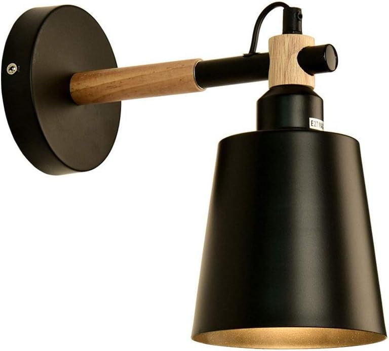 Modern Wall Sconce Simple Wall Light, E27 Wall Lamp Wood Wall Lighting ...