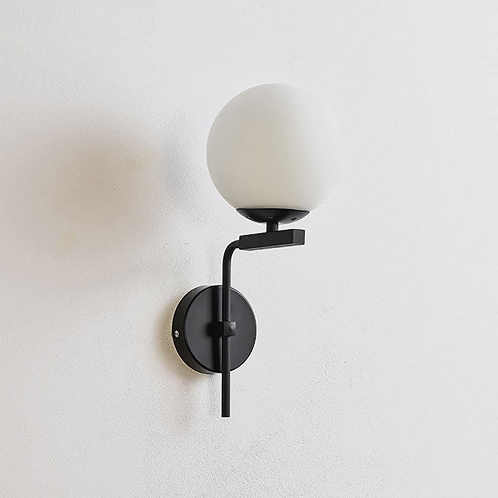 Modern Wall Sconce White Globe Glass Shade Wall Wash Lamp, Simple Iron ...