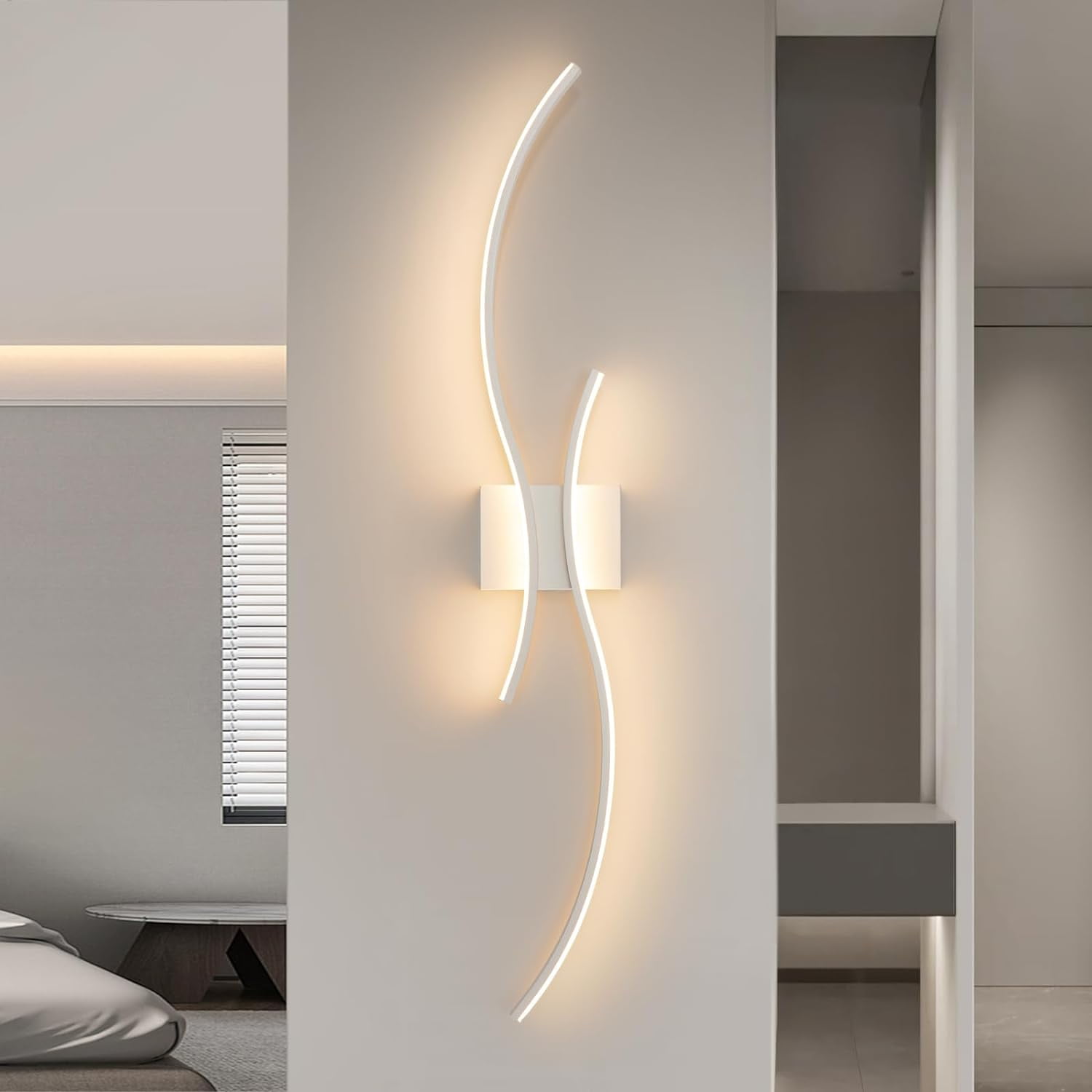 Modern Wall Sconce, White Long Strip Led Wall Light Fixtures, 39inch ...
